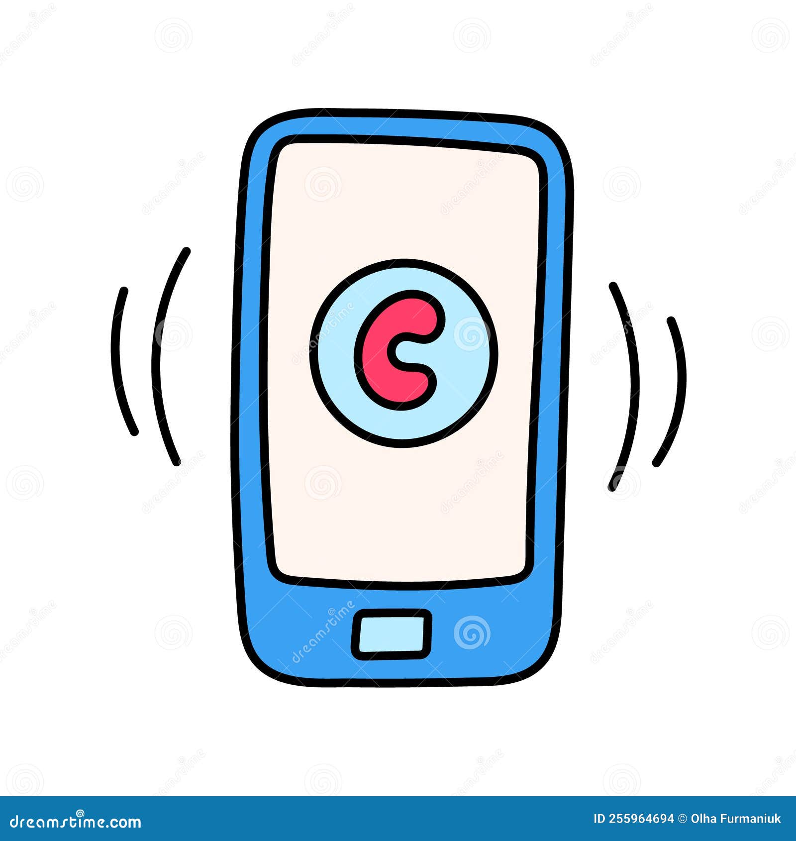 Smartphone Doodle Icon. Hand-drawn Sketch Electronic Gadget with ...