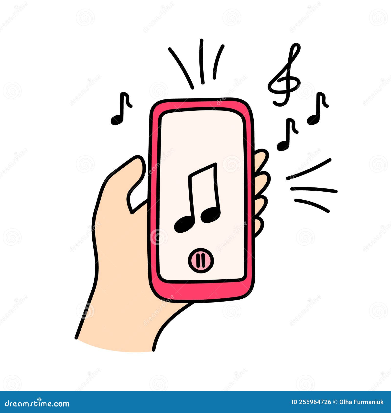 Smartphone Doodle Icon. Hand-drawn Sketch Electronic Gadget with ...