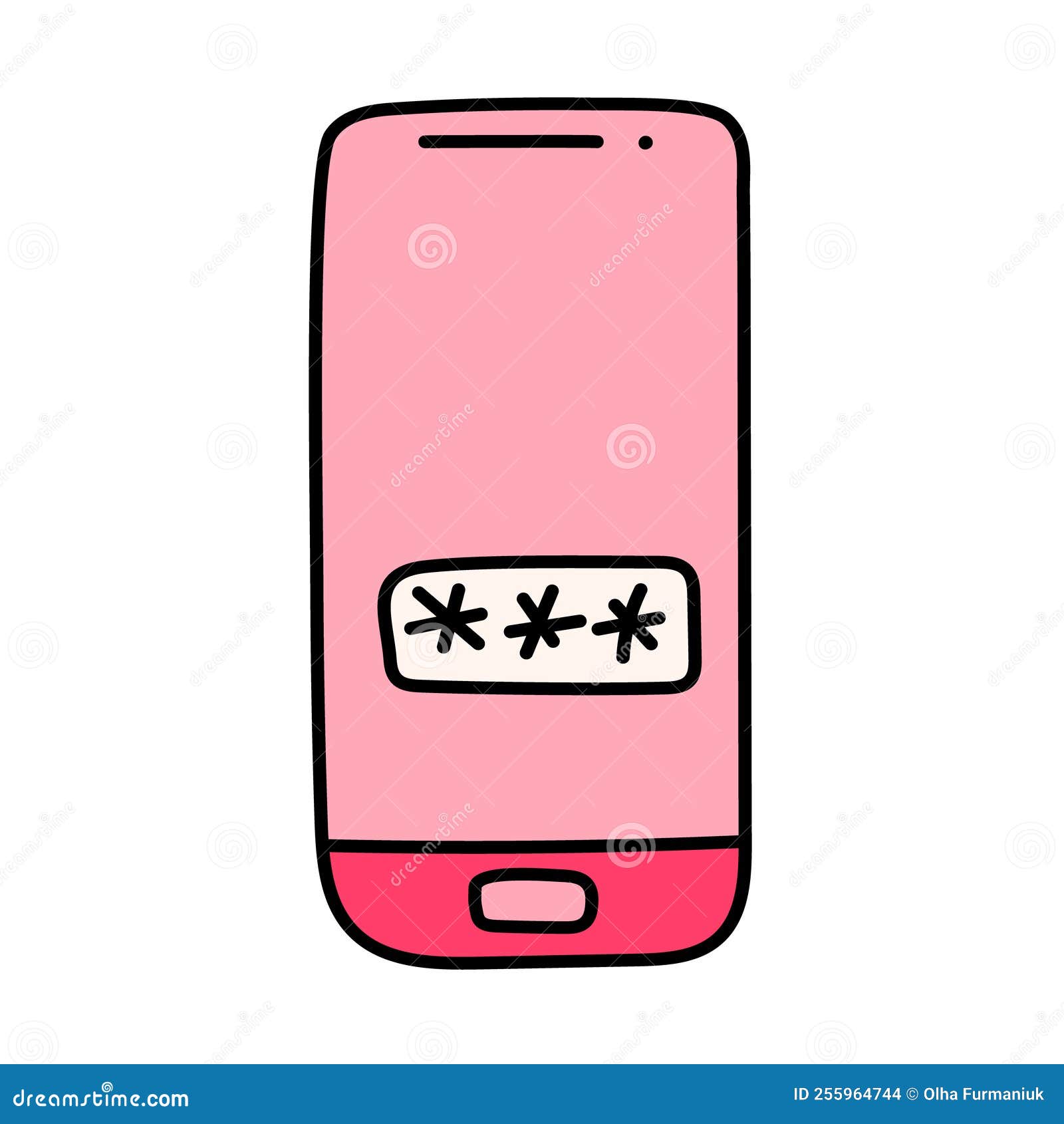 Smartphone Doodle Icon. Hand-drawn Sketch Electronic Gadget with ...