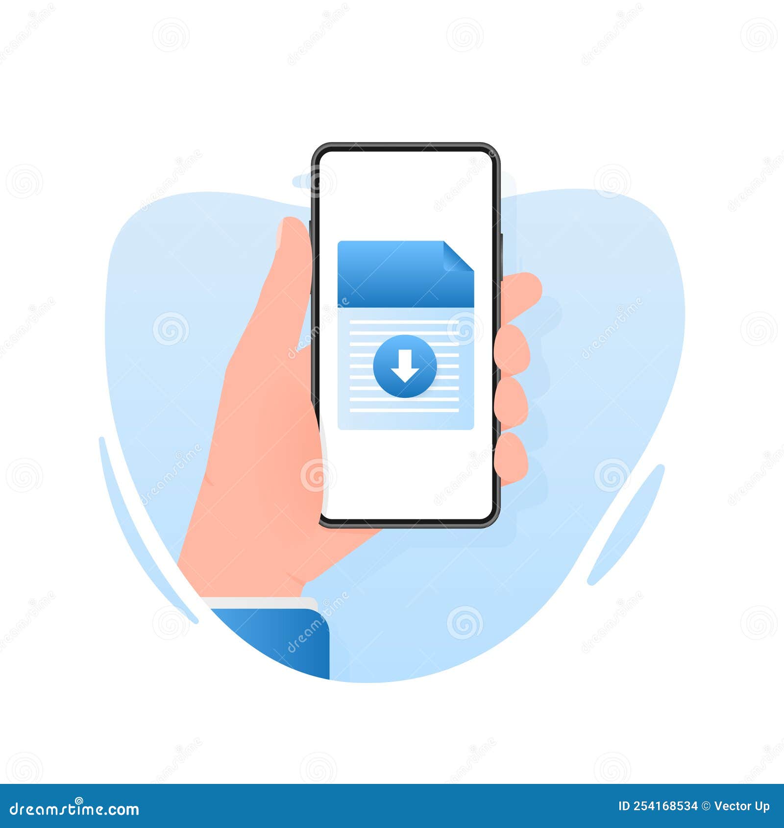 Smartphone with Downloaded File in Cartoon Style. Smartphone Screen ...