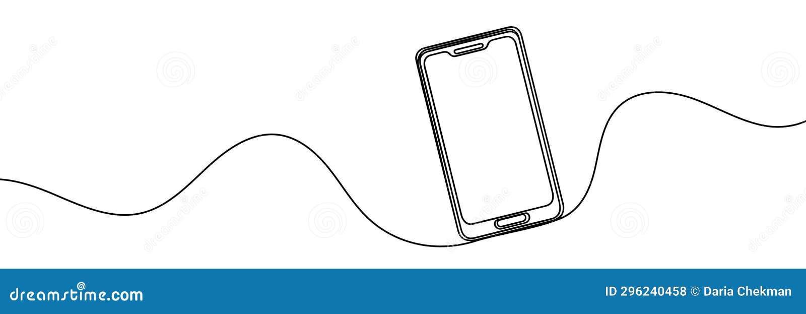 Smartphone Drawn with One Line Isolated Stock Illustration ...