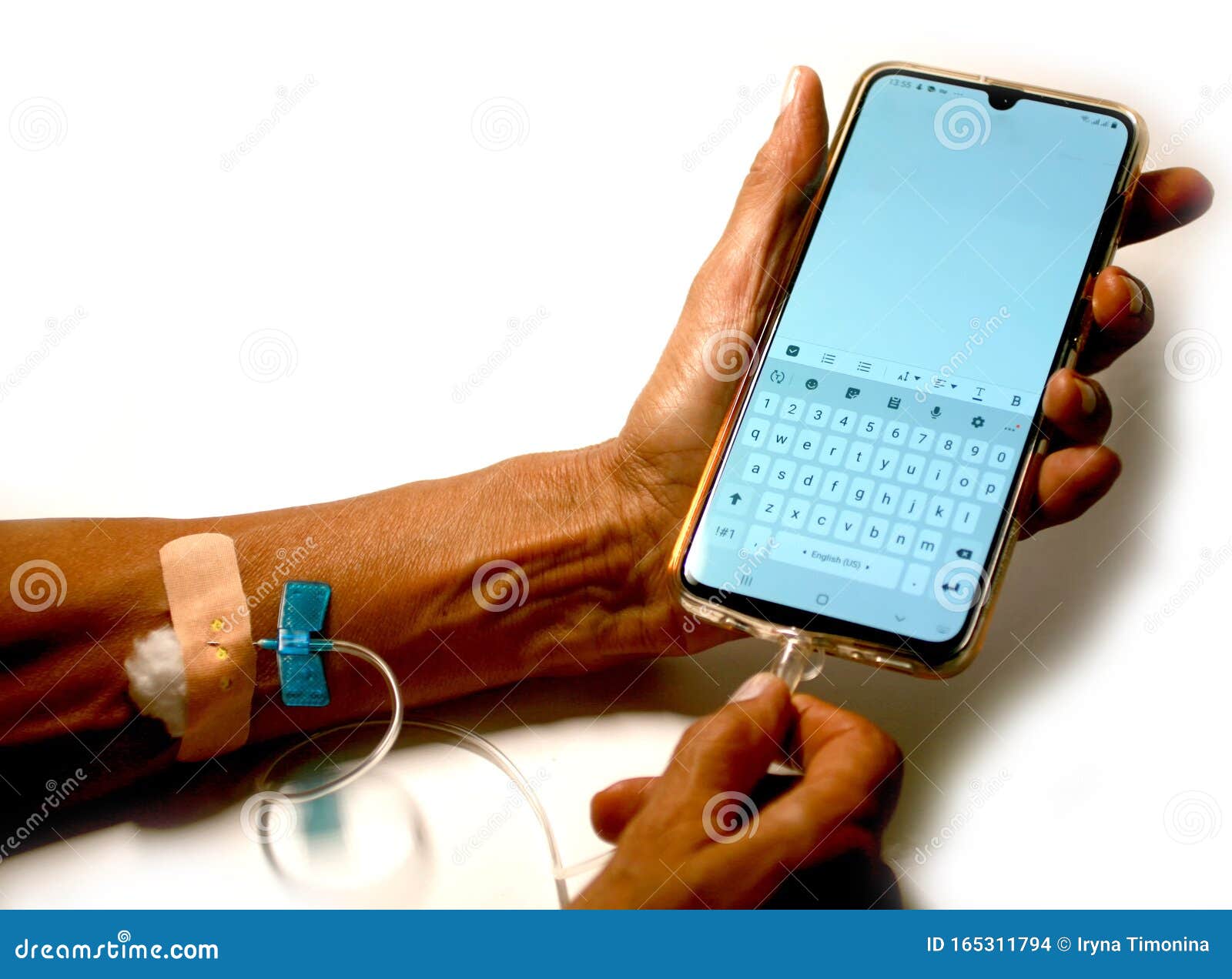 Man Dropping His Smartphone And Trying To Reach It. Phone Screen Is ...