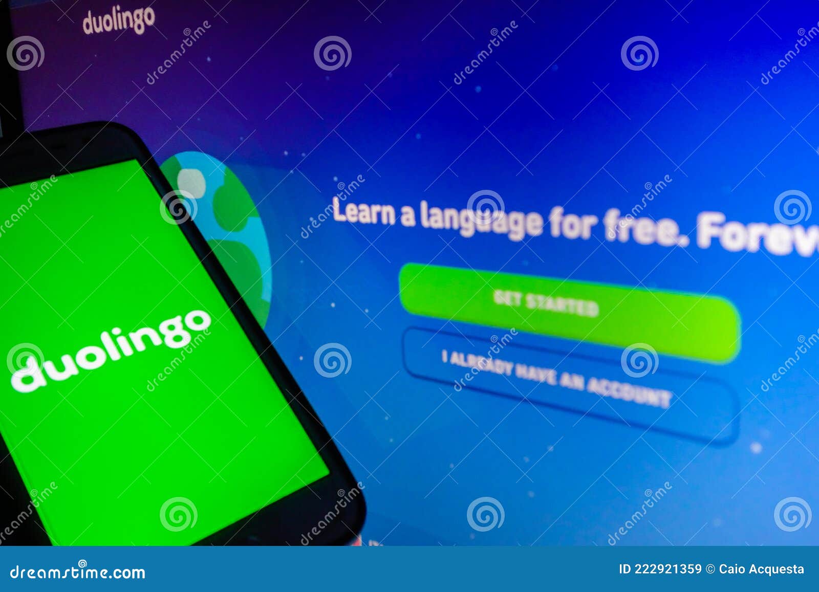 Duolingo - Language Learning App Play Store Page On The Display Of A ...