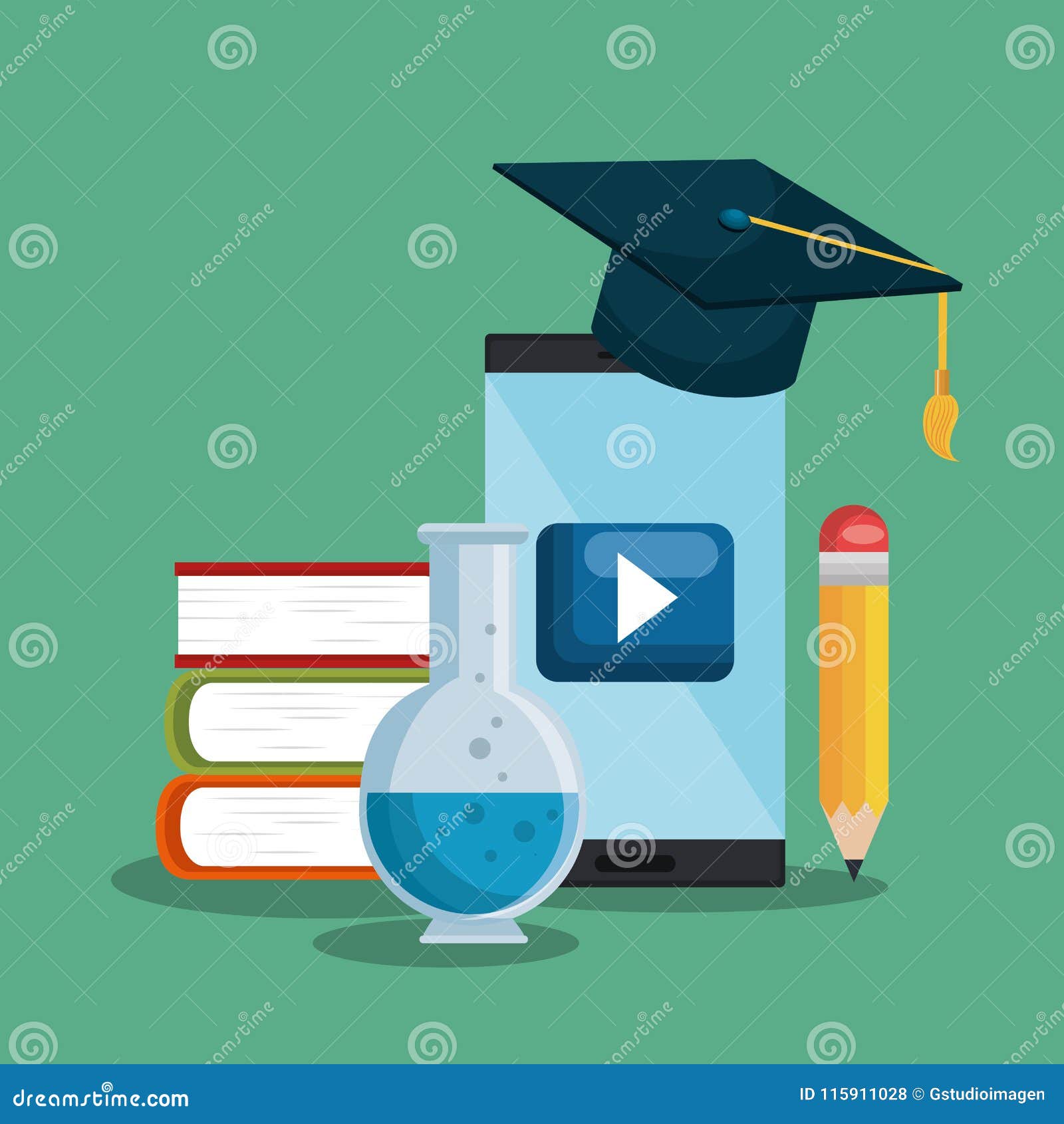 Smartphone with Easy Learning Icons Stock Vector - Illustration of book ...