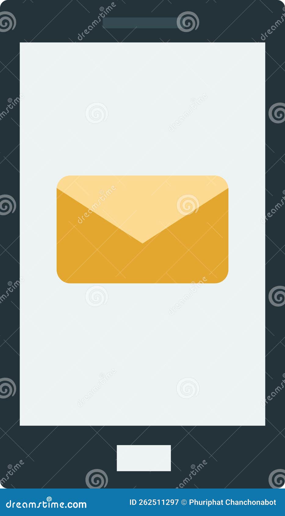 Smartphone with Email Messages Illustration in Minimal Style Stock ...