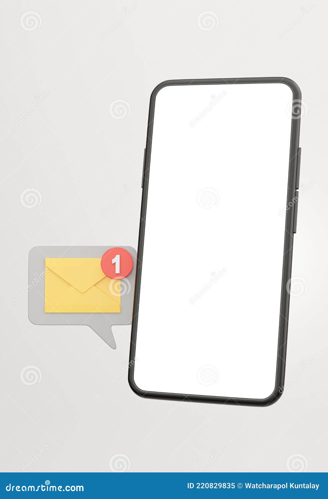 Smartphone with Email Notification Icon for Your Mockup Design Stock ...