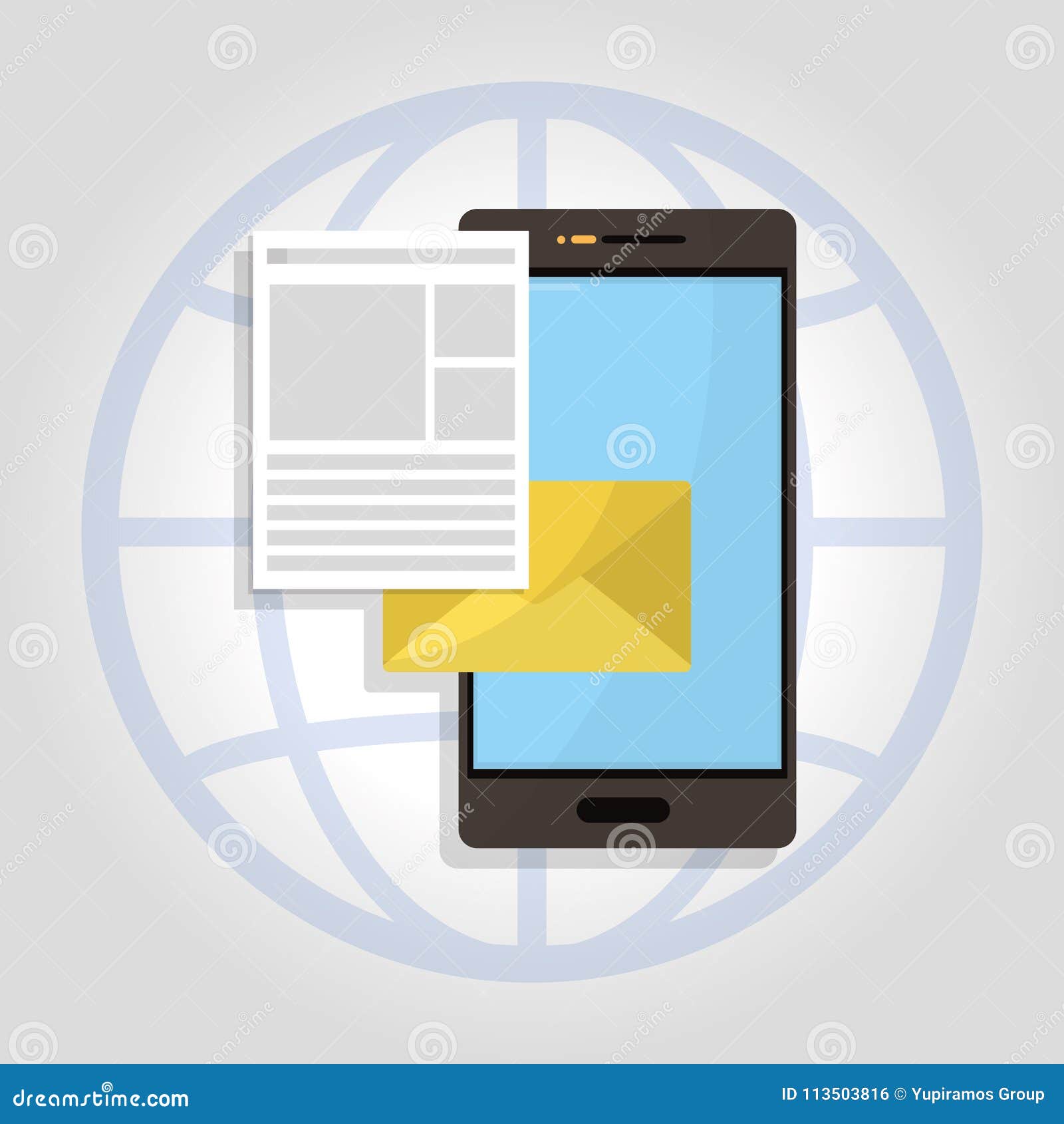 Smartphone and email stock vector. Illustration of website - 113503816