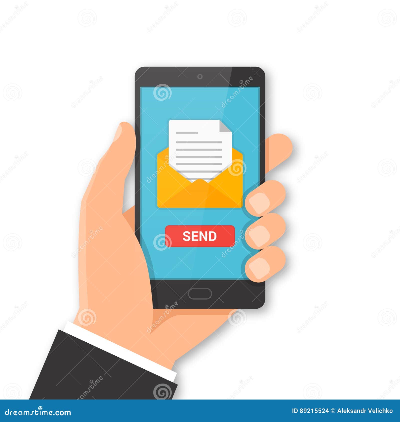 Smartphone Email Sending Concept Stock Vector - Illustration of message ...