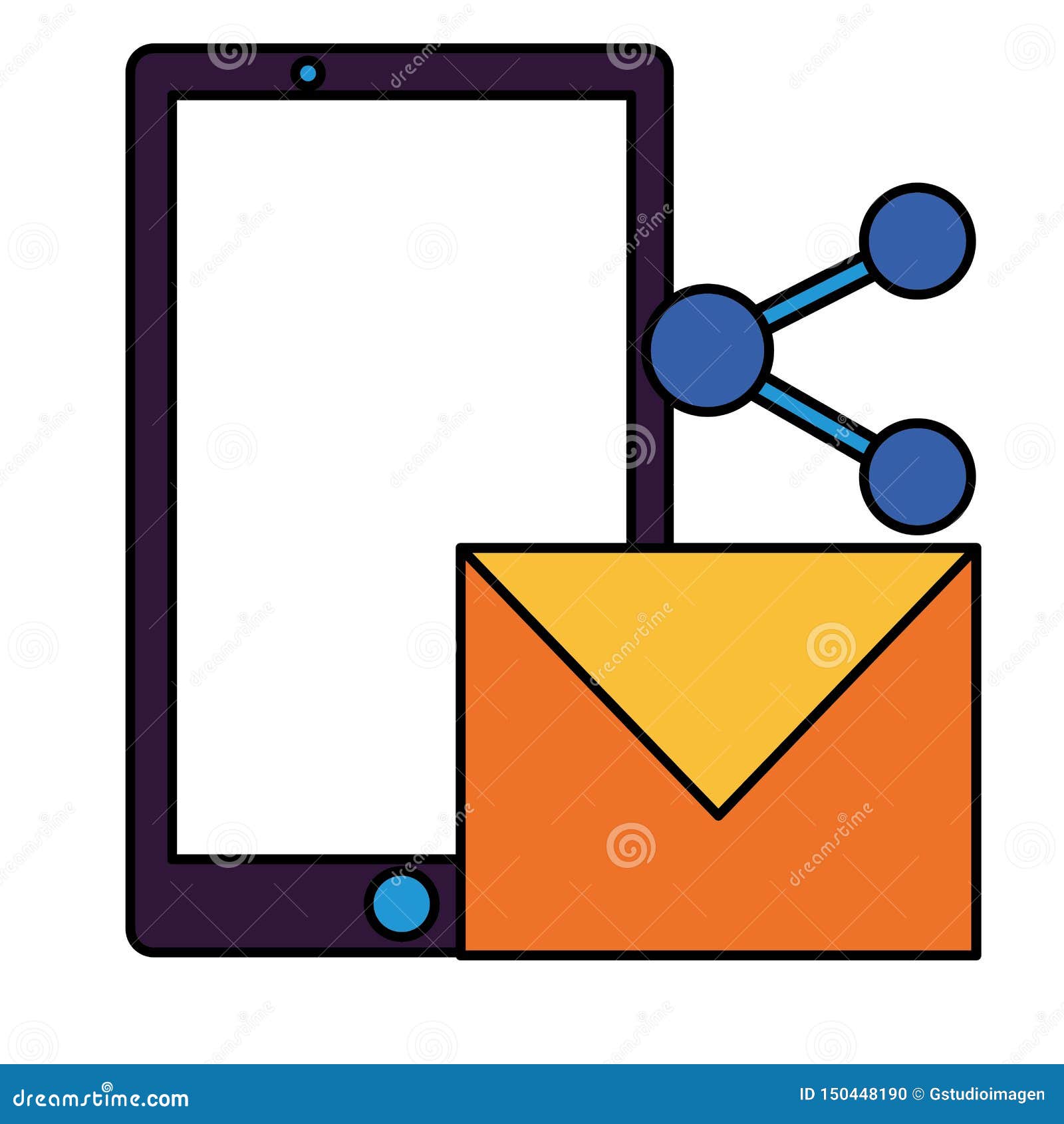 Smartphone Email Share Vector Illustration Stock Illustration ...