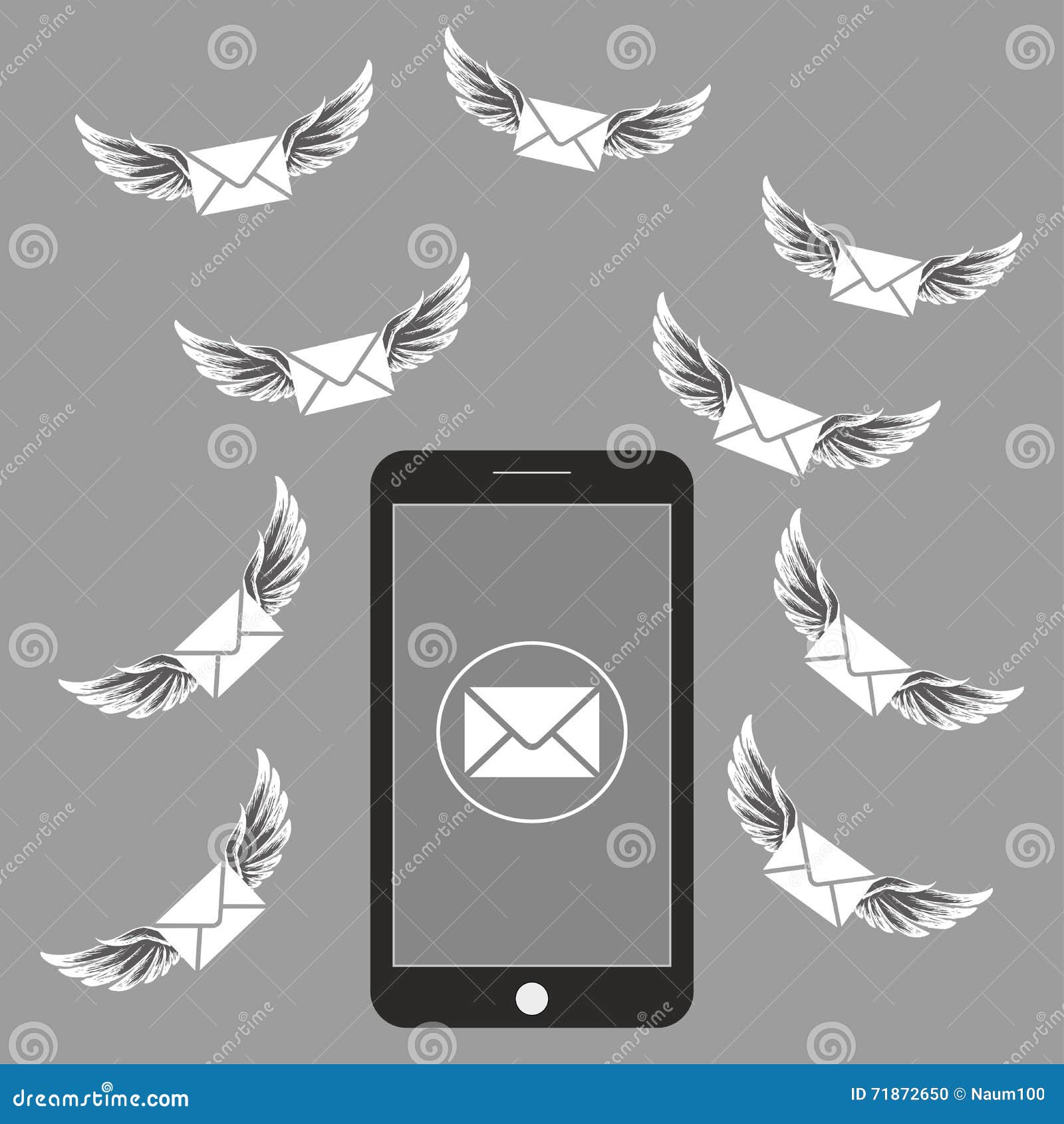 Smartphone with Email or Sms Icon Stock Vector - Illustration of mail ...