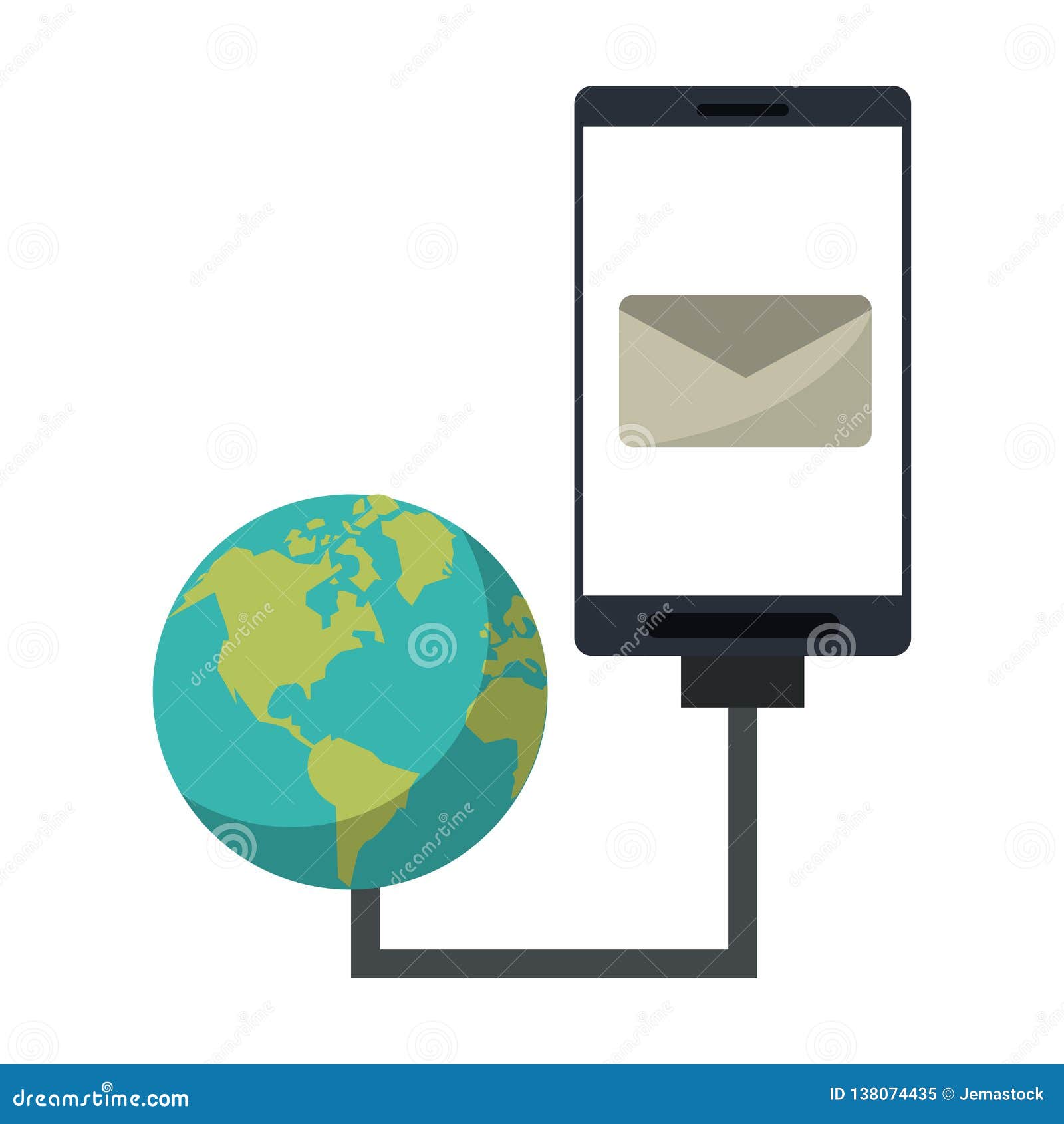 Smartphone Email Symbol and World Network Internet Stock Vector ...