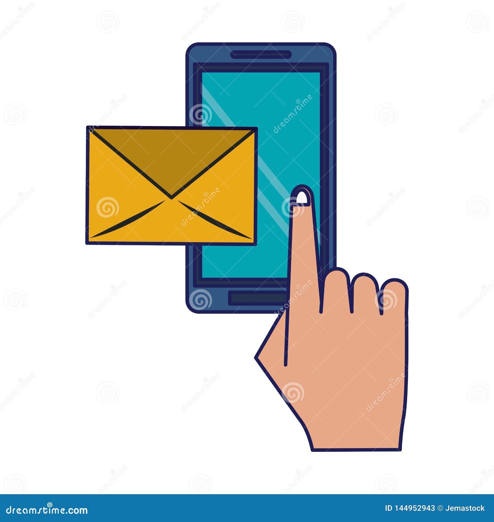 Smartphone and Email Symbols Blue Lines Stock Vector - Illustration of ...