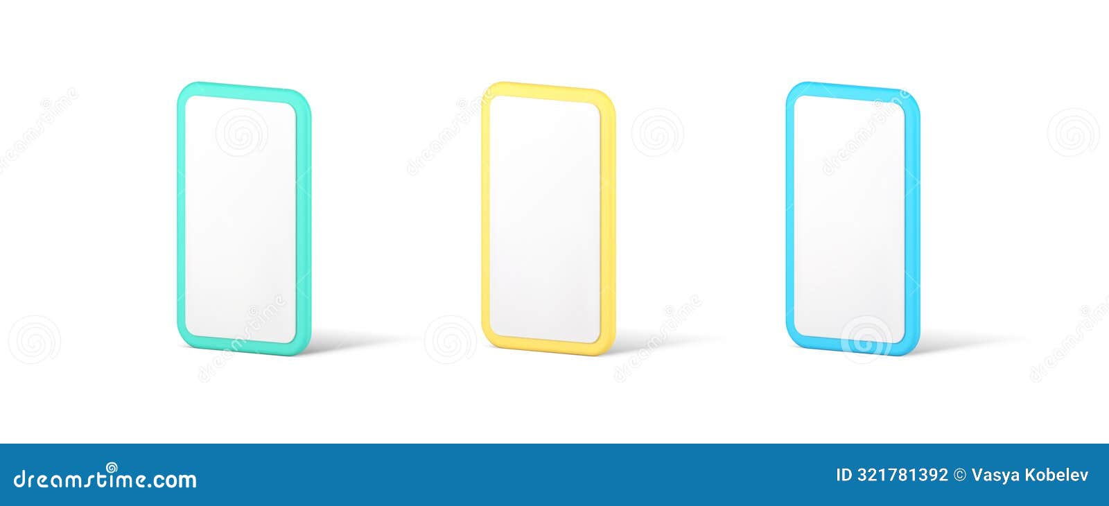 Smartphone Empty Screen Template Media Content User Interface Blank 3d ...