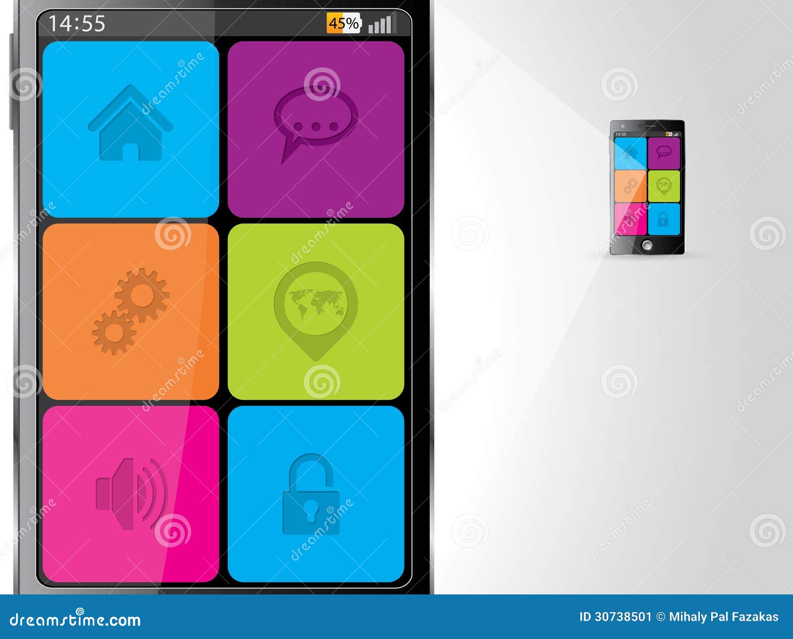 Smartphone Enlarged with Colorful Icons Stock Vector - Illustration of ...