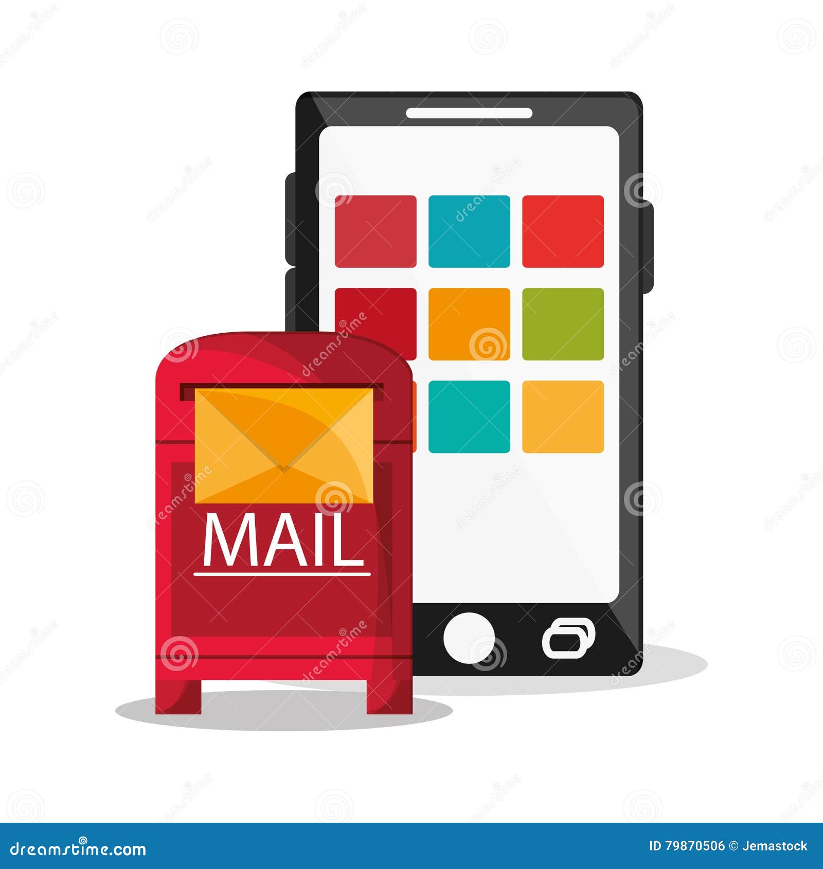 Smartphone and Envelope of Mail Concept Stock Illustration ...