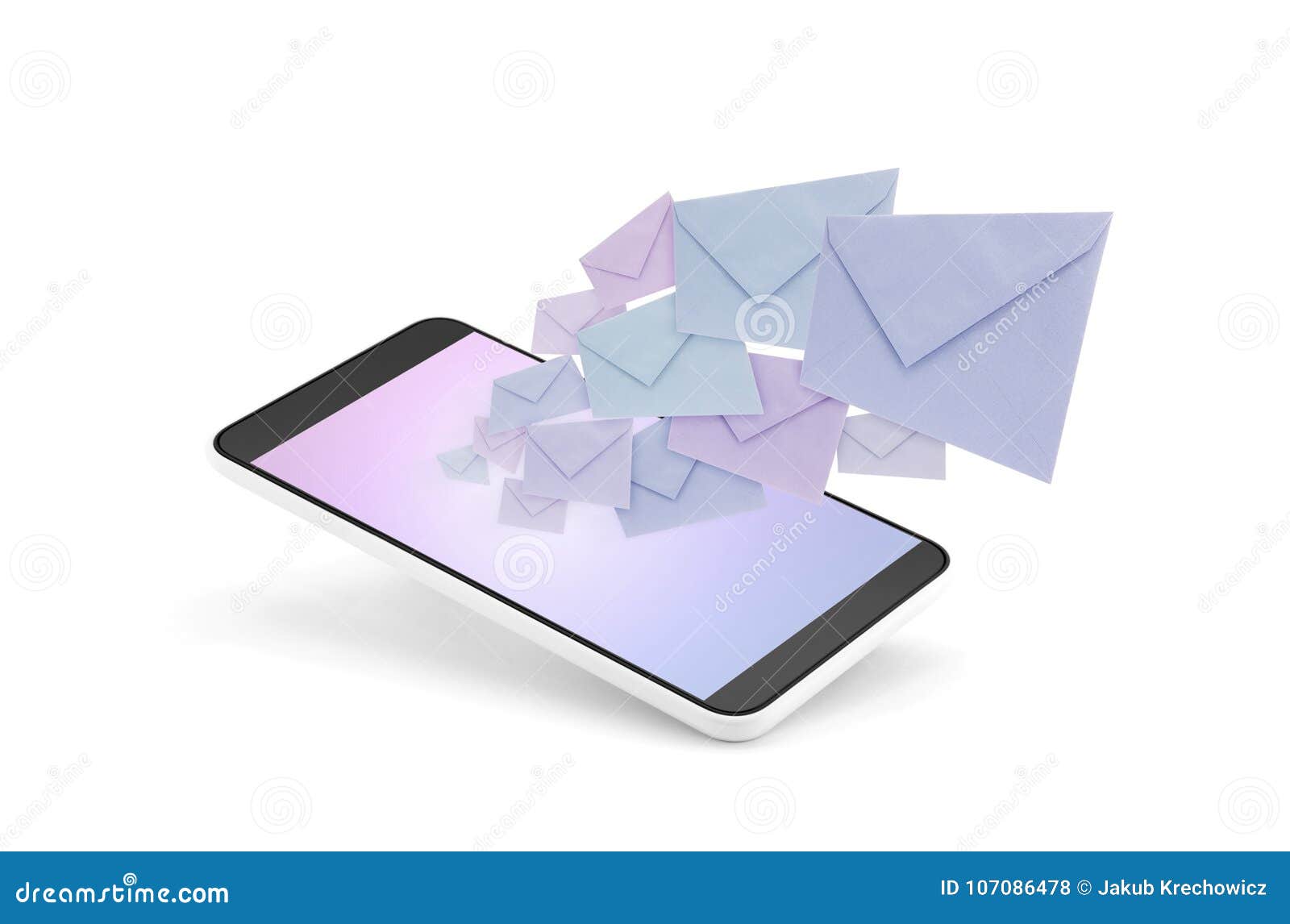 Smartphone with Envelopes Coming Out of the Screen Stock Photo - Image ...