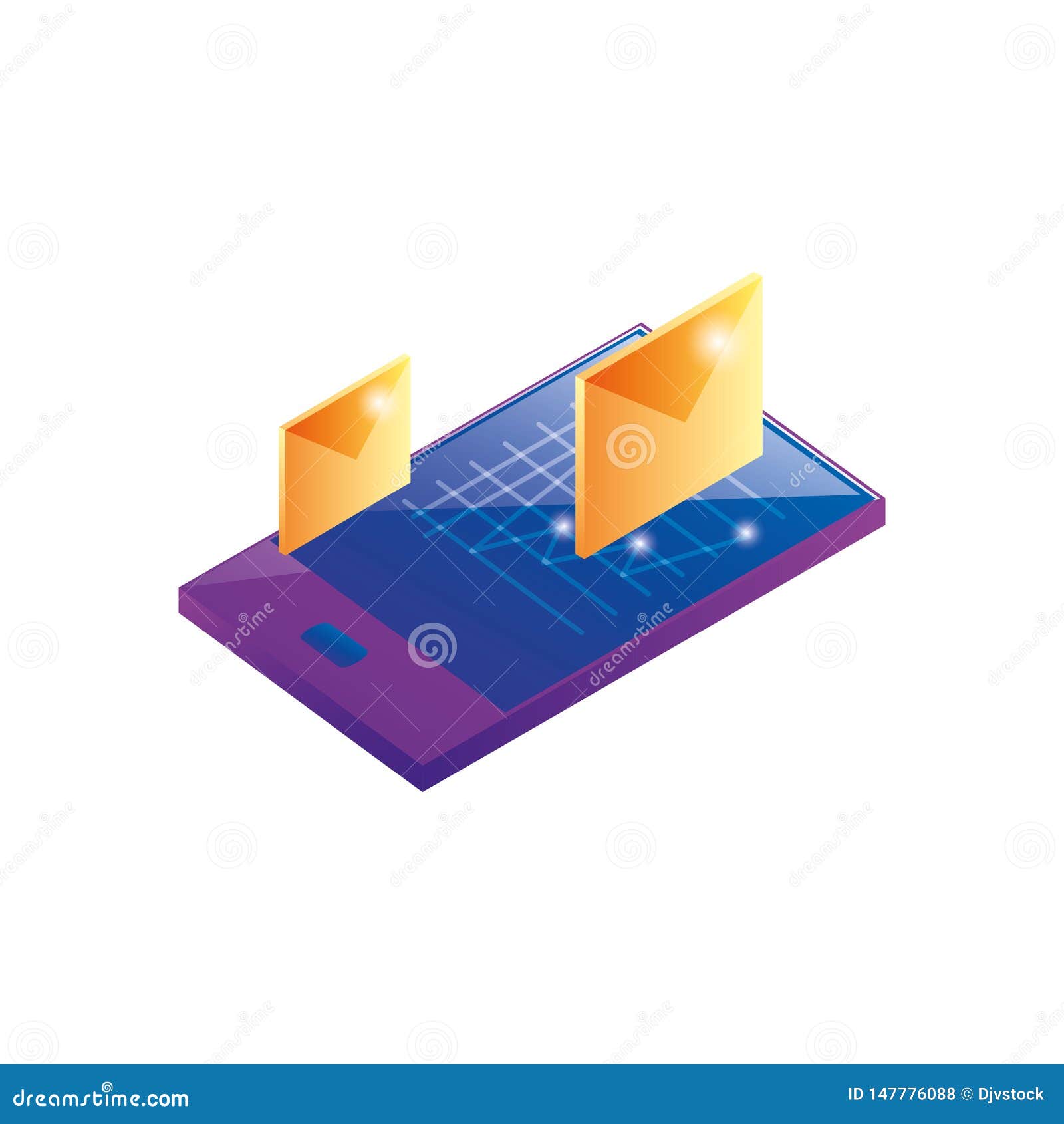 Smartphone with Envelopes Mail Stock Illustration - Illustration of ...