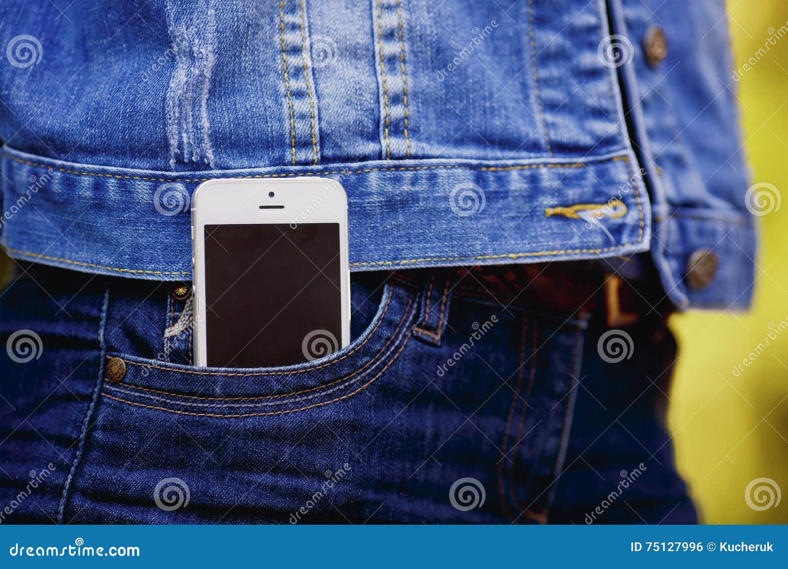 Smartphone in Everyday Life. Phone in Jeans Pocket. Stock Photo - Image ...