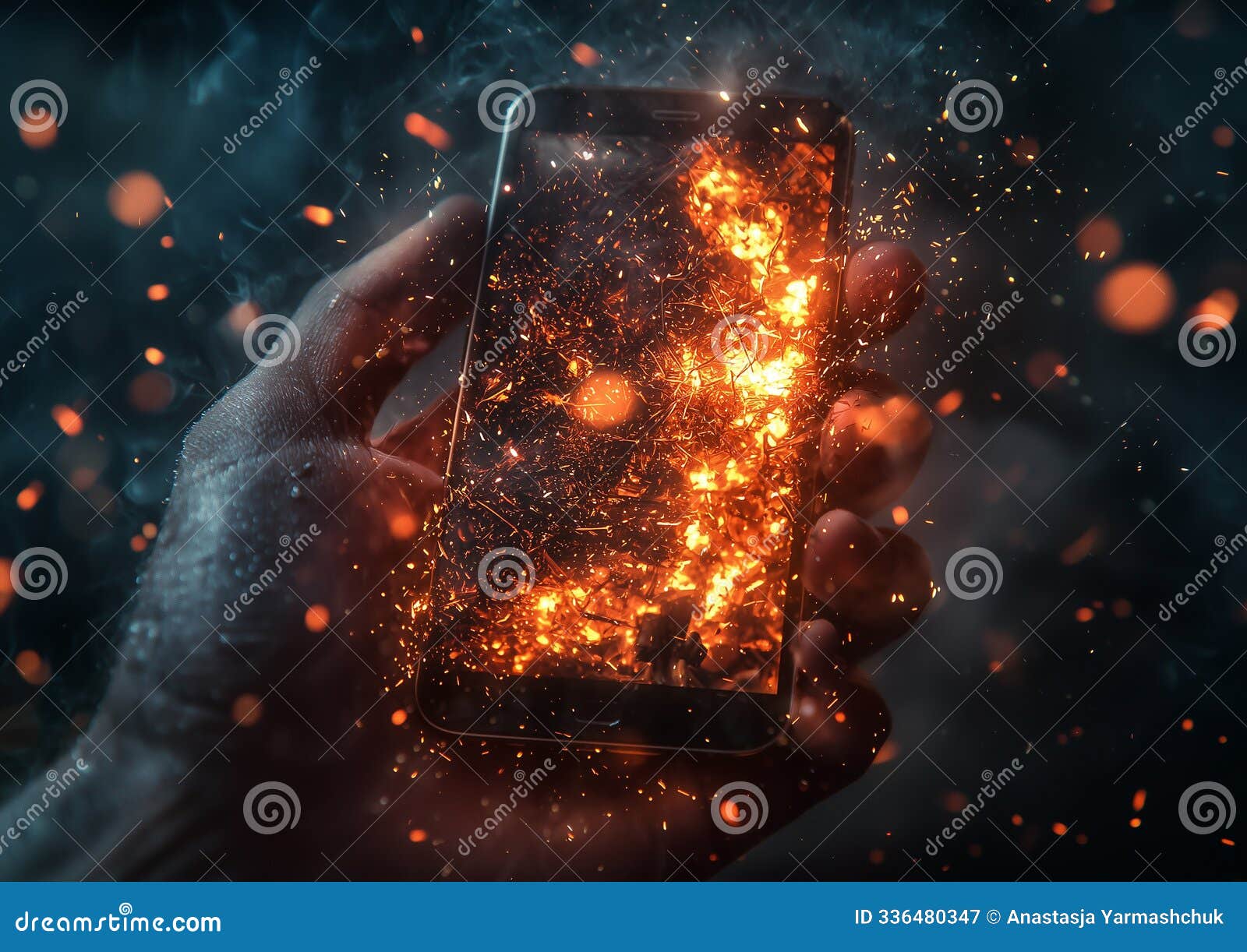 The Smartphone Explodes Right in the Man S Hands, with Pieces of the ...