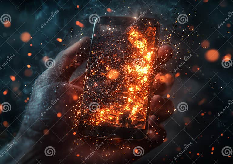 The Smartphone Explodes Right in the Man S Hands, with Pieces of the ...
