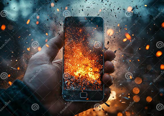The Smartphone Explodes Right in the Man S Hands, with Pieces of the ...