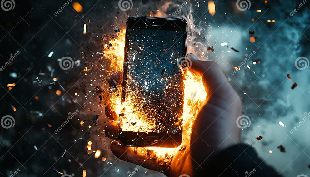 The Smartphone Explodes Right in the Man S Hands, with Pieces of the ...