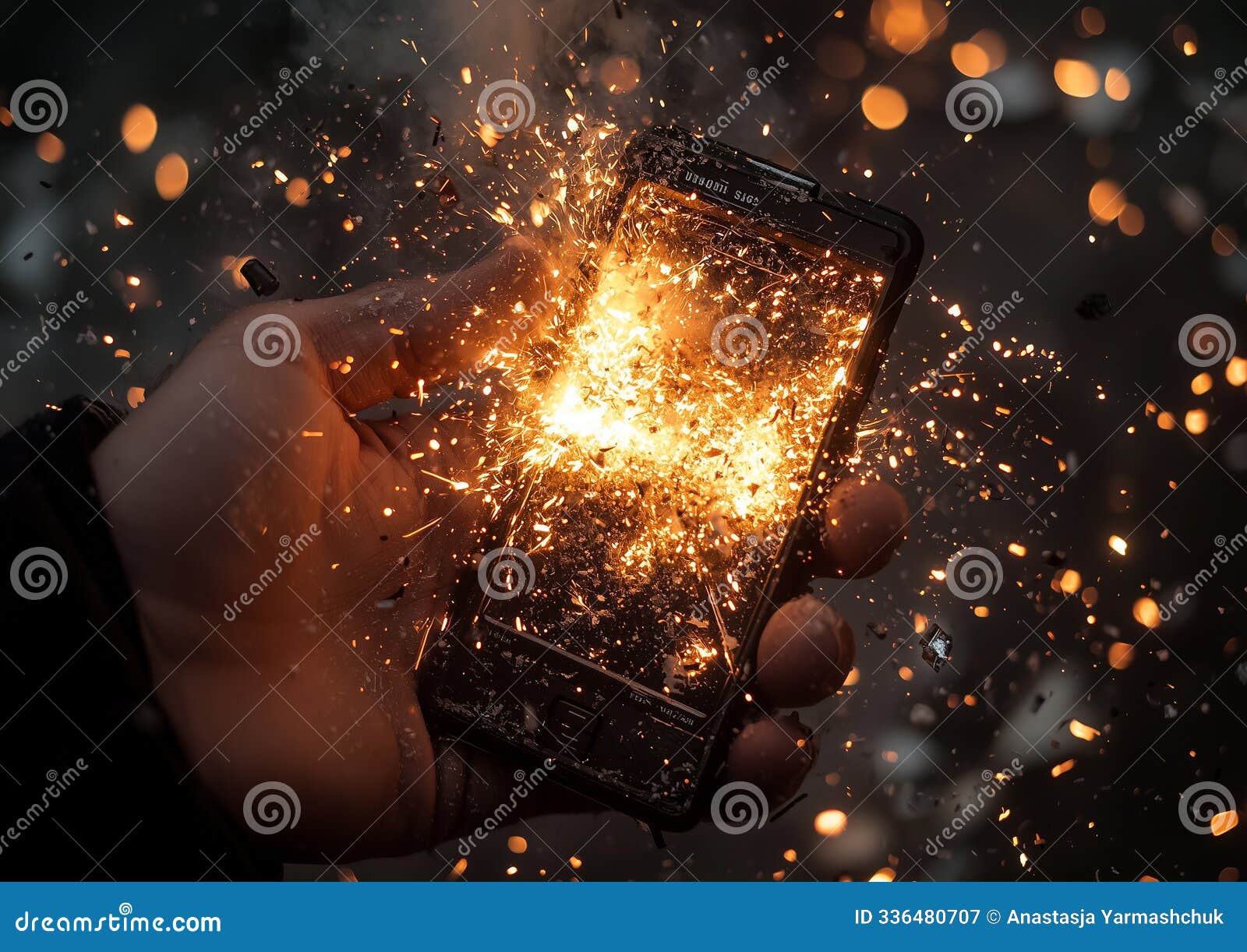 The Smartphone Explodes Right in the Man S Hands, with Pieces of the ...