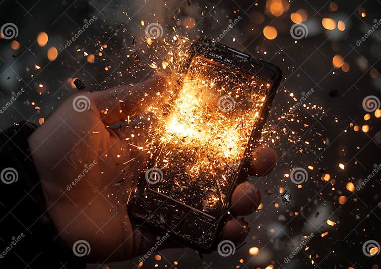 The Smartphone Explodes Right in the Man S Hands, with Pieces of the ...