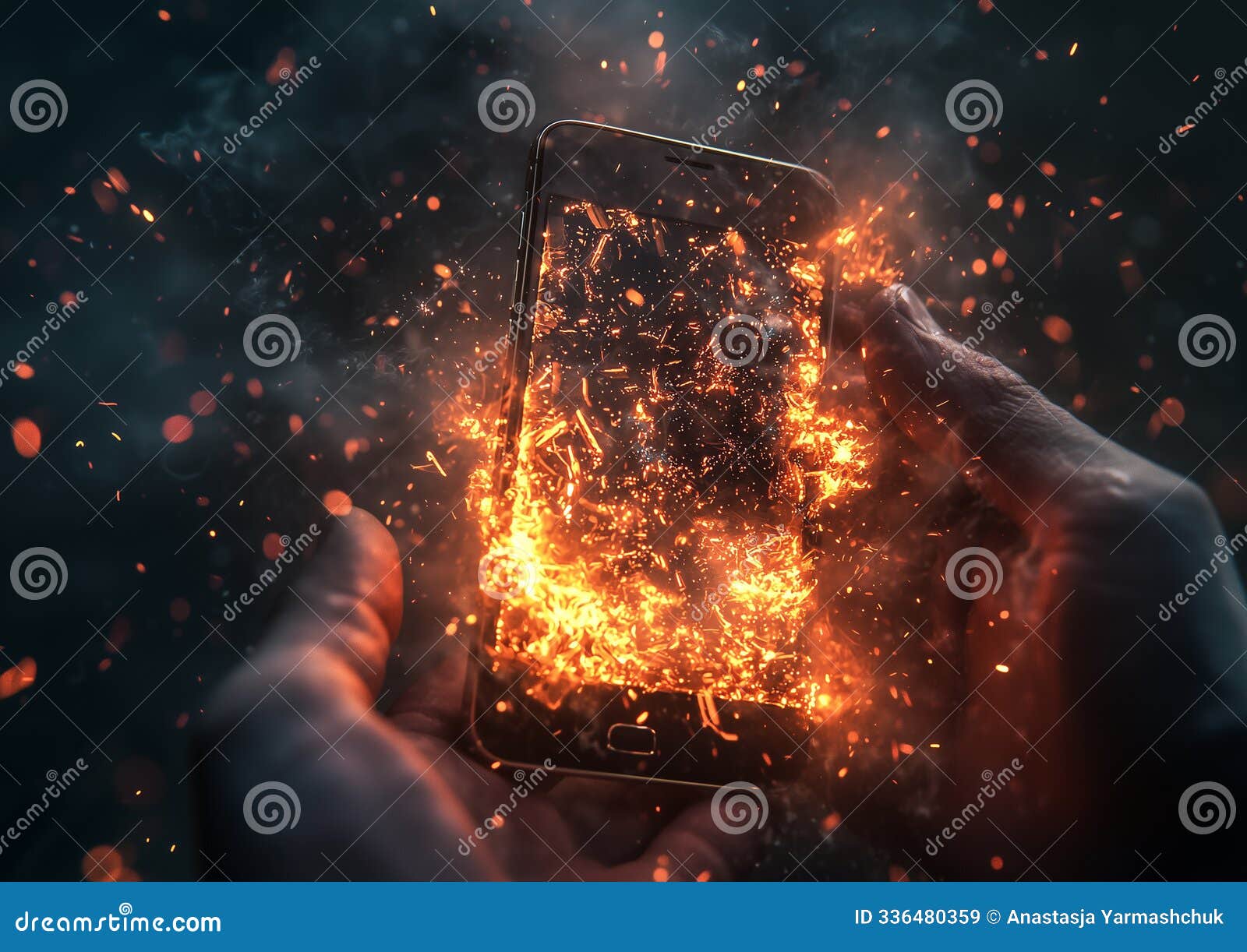 The Smartphone Explodes Right in the Man S Hands, with Pieces of the ...