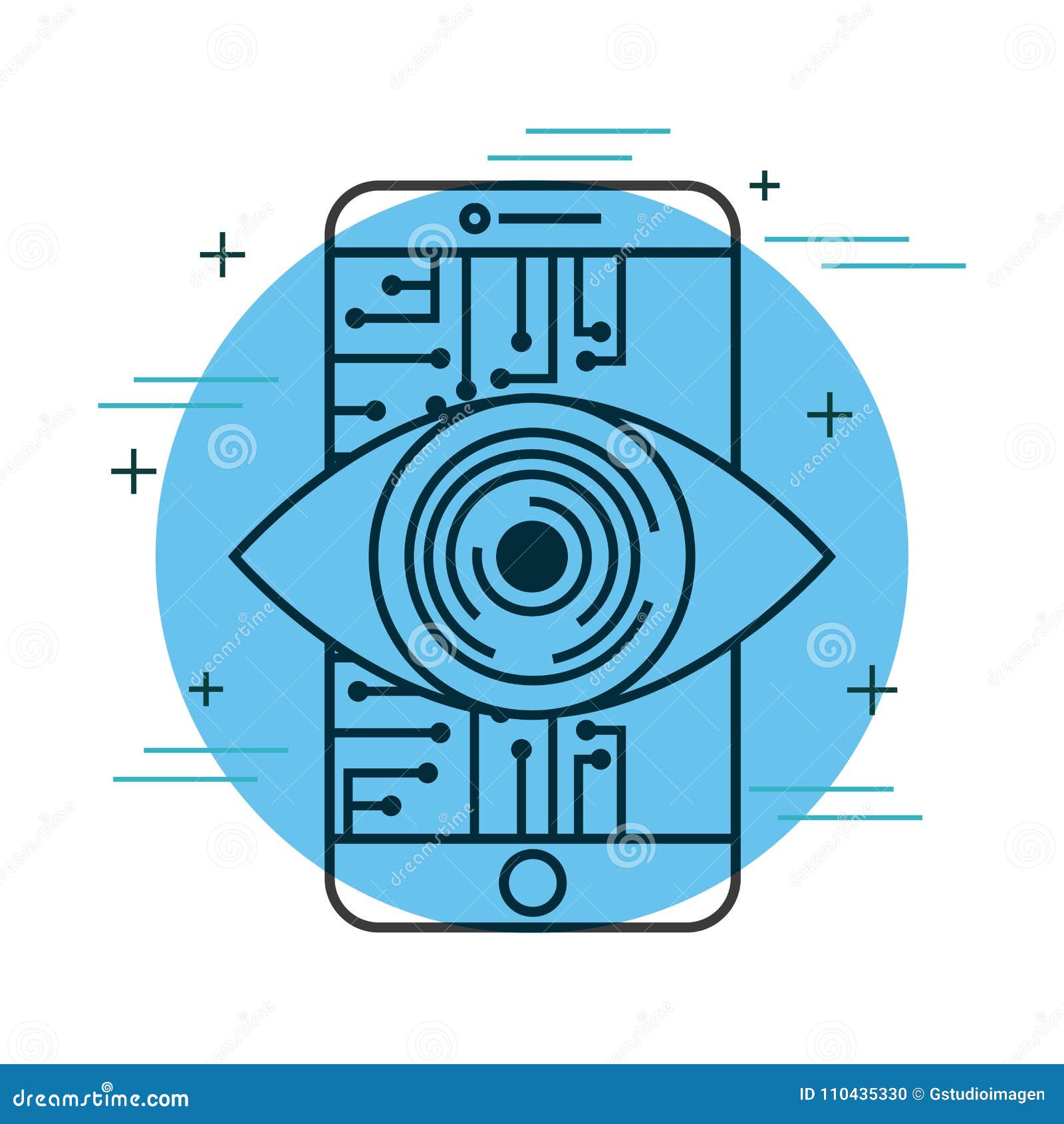 Smartphone Eye Intelligence Technology Digital Stock Vector ...