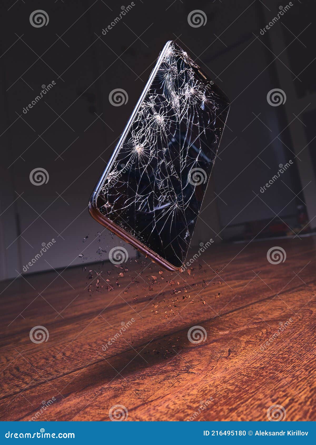 The Smartphone Falls and the Screen Breaks Stock Photo - Image of ...