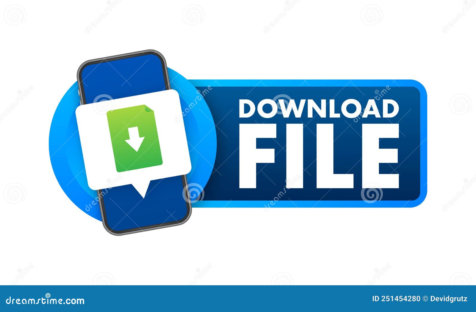 Smartphone with File Download. Downloading Process Concept. Vector ...