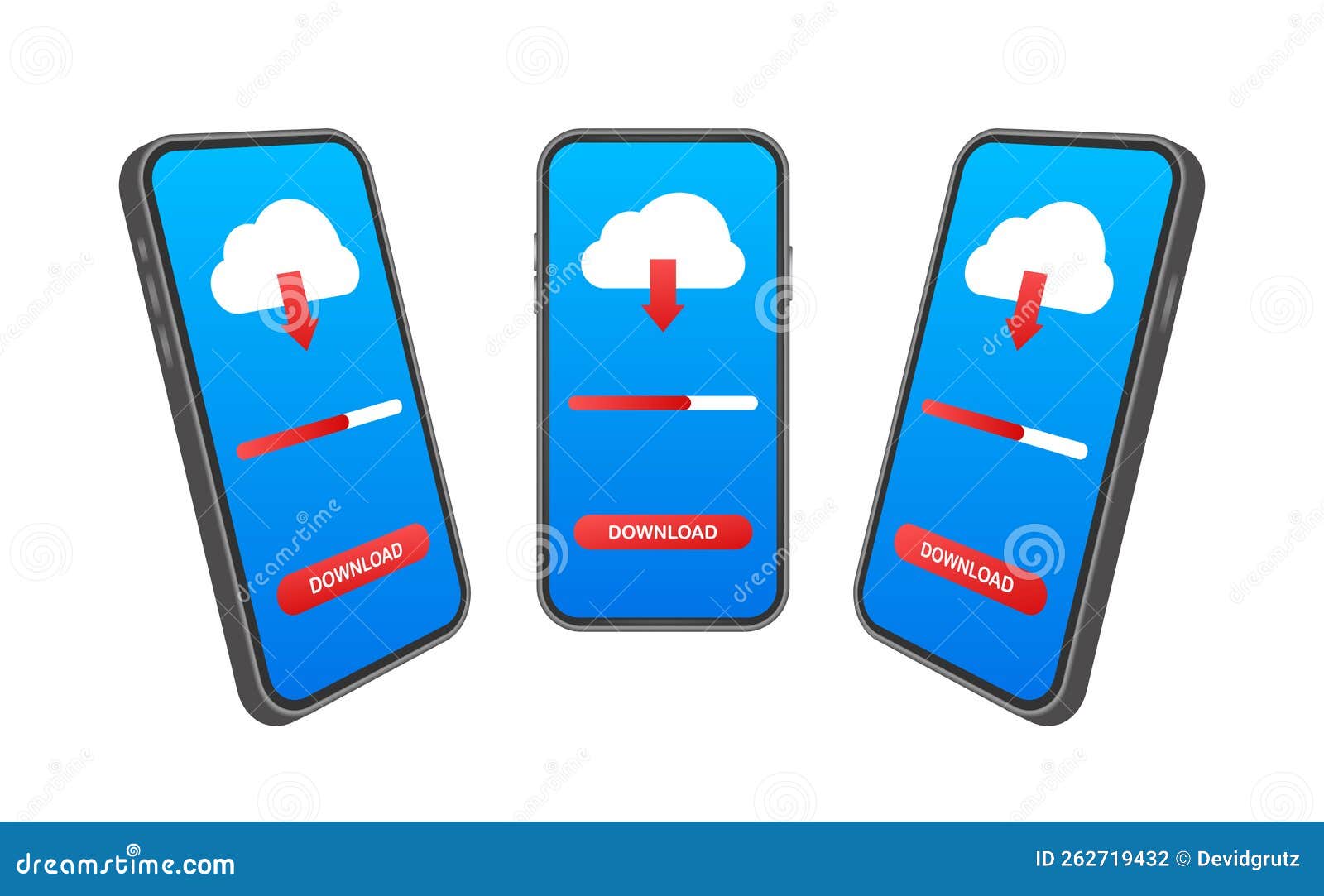 Smartphone with File Download. Downloading Process Concept. Vector ...