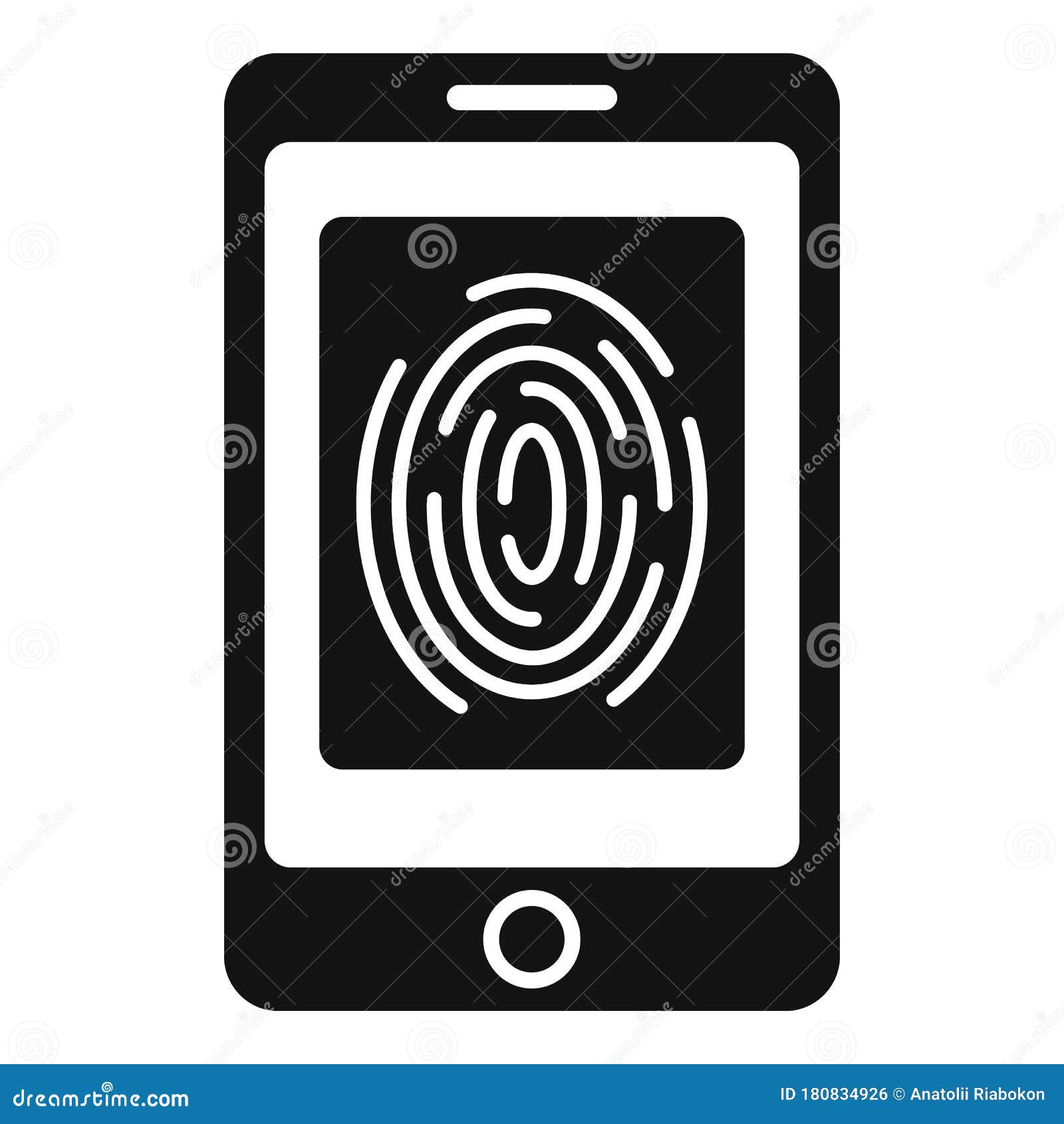 Smartphone Fingerprint Icon, Simple Style Stock Vector - Illustration ...