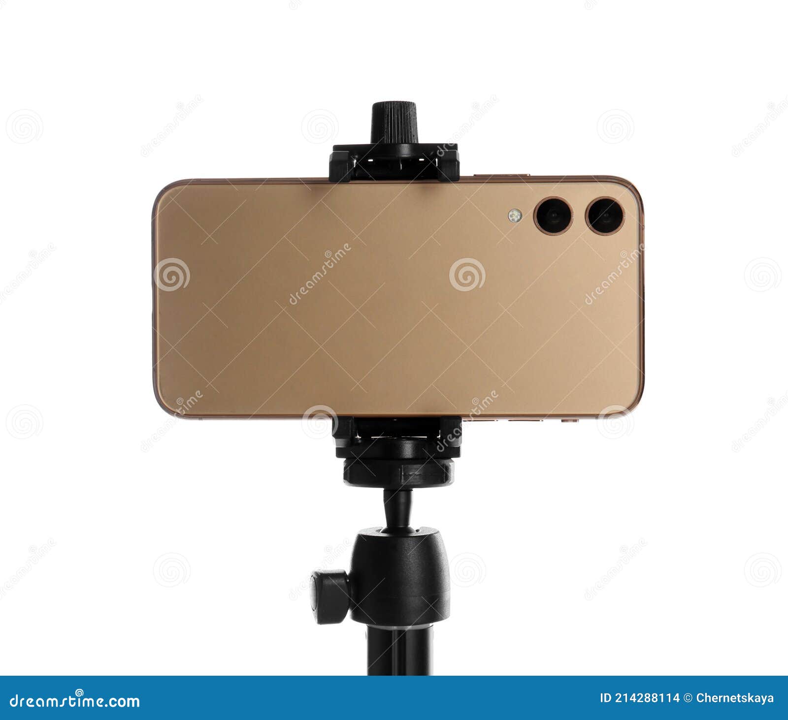 Smartphone Fixed To Stand on White Background Stock Photo - Image of ...