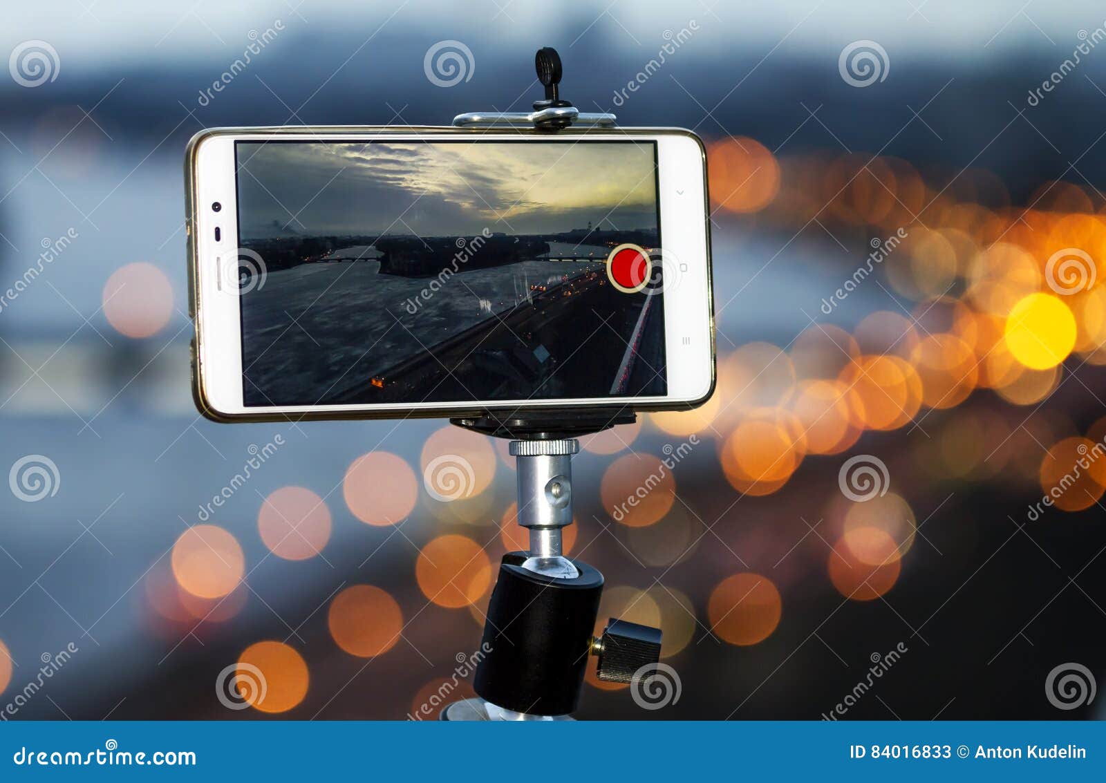 The Smartphone is Fixed on a Tripod Shooting a Video Stock Image ...