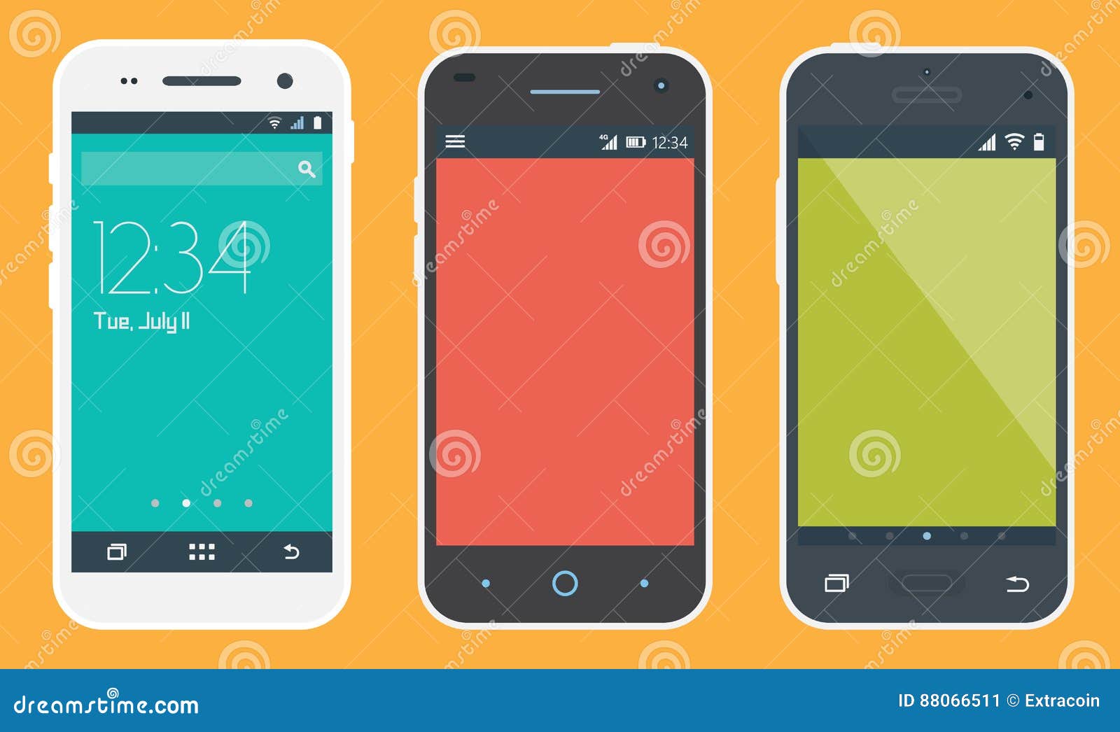 Smartphone Flat Design Illustration Stock Vector - Illustration of cell ...