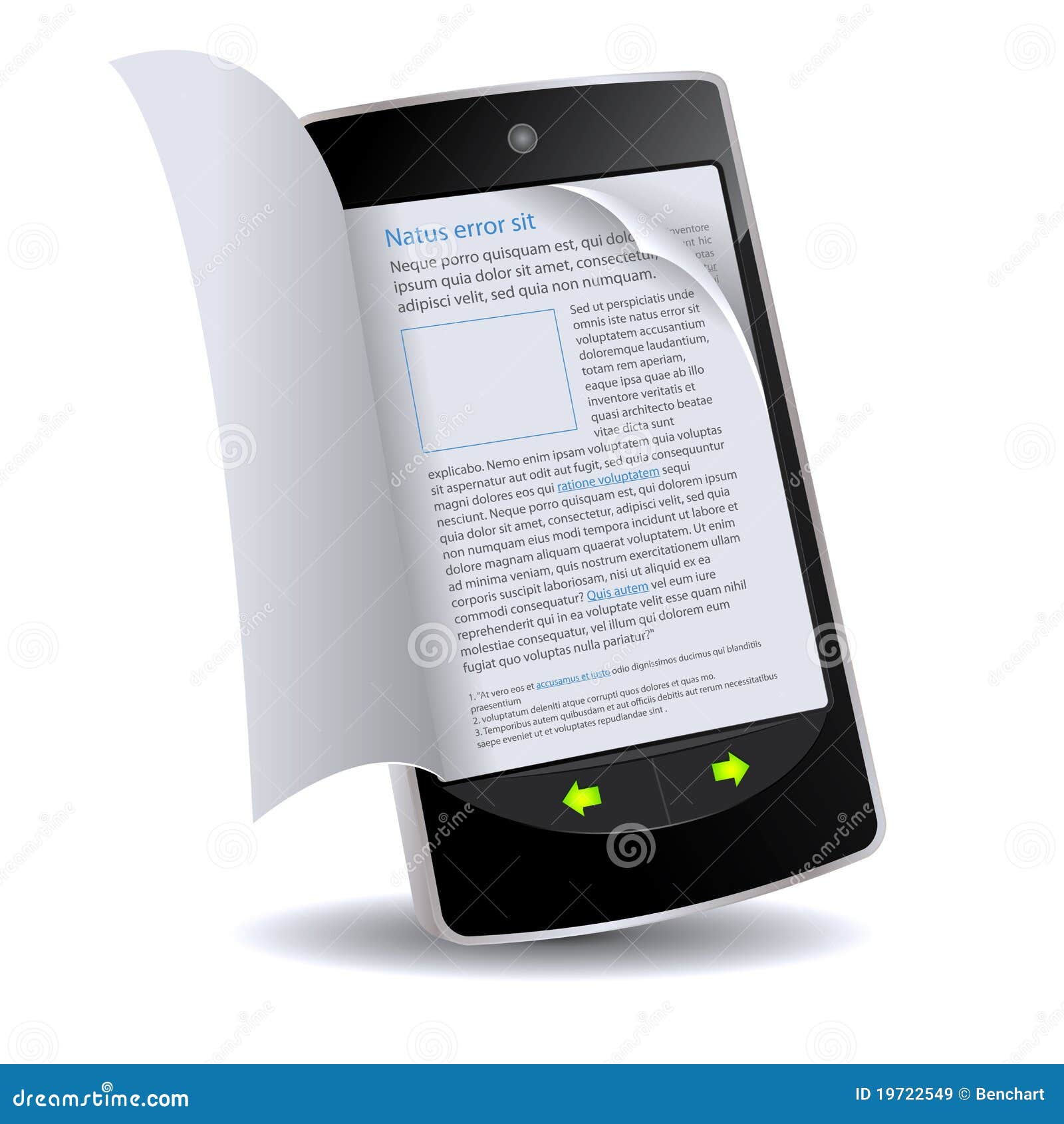 Smartphone with Flipping Book Stock Illustration - Illustration of ...