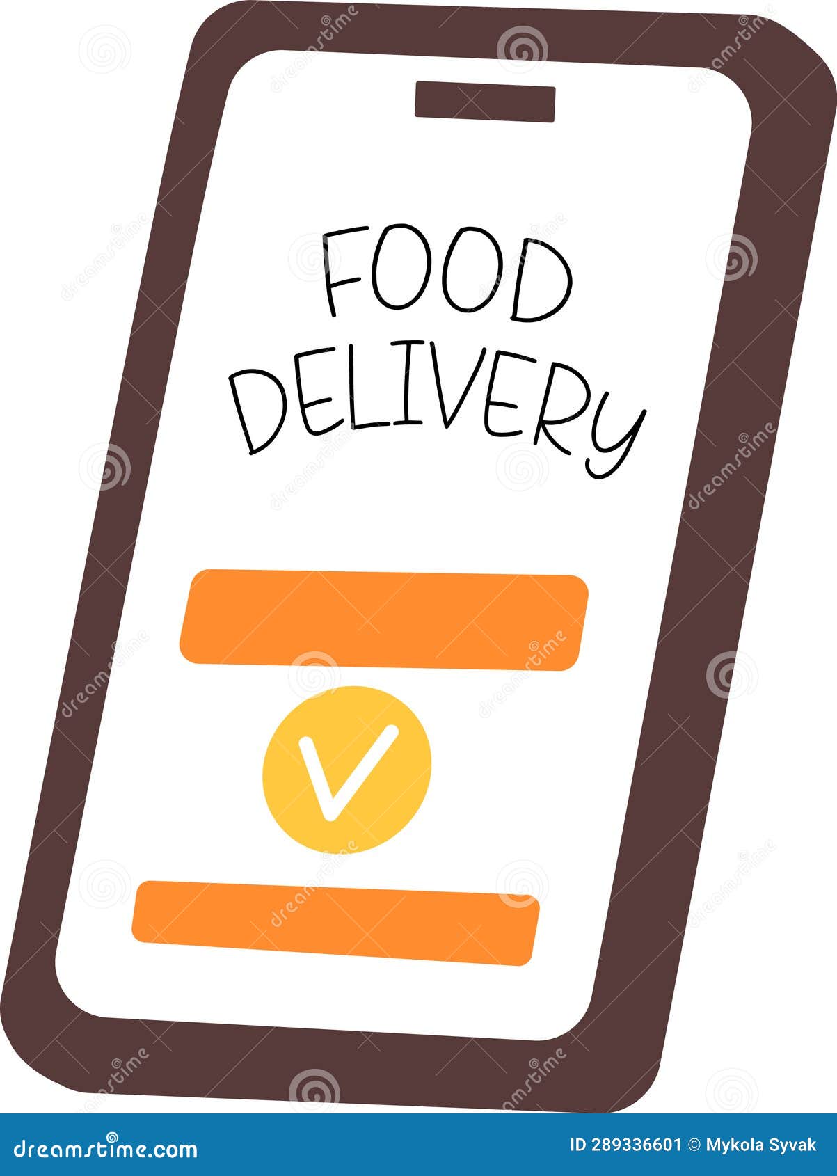 Smartphone with Food Delivery Application Stock Illustration ...