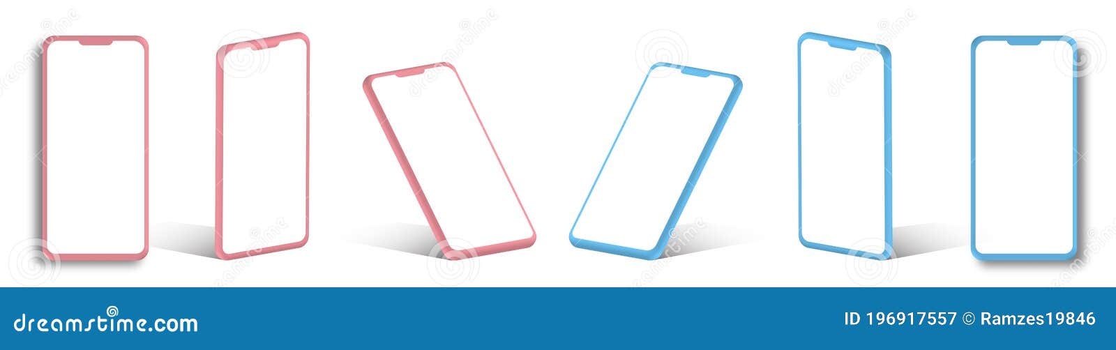 Smartphone Frame with Blank Display. Telephones from Different Angles ...