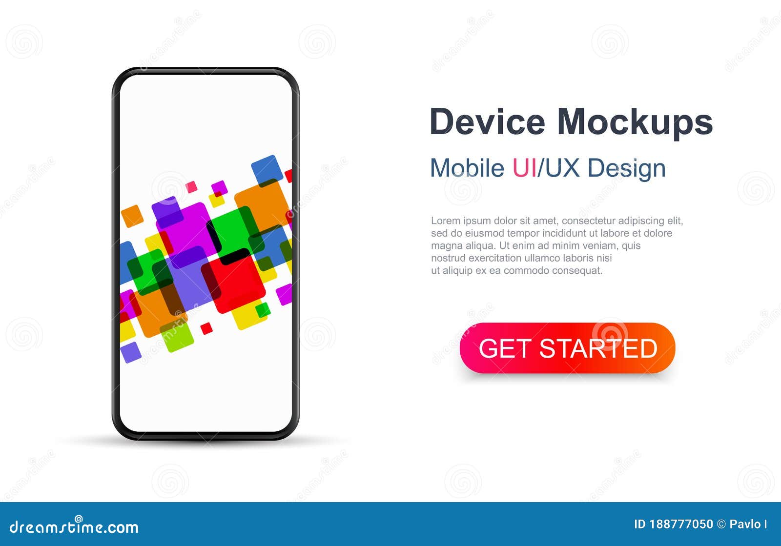 Smartphone Frame Blank Screen, 3d Phone Mockup with Colored Squares ...