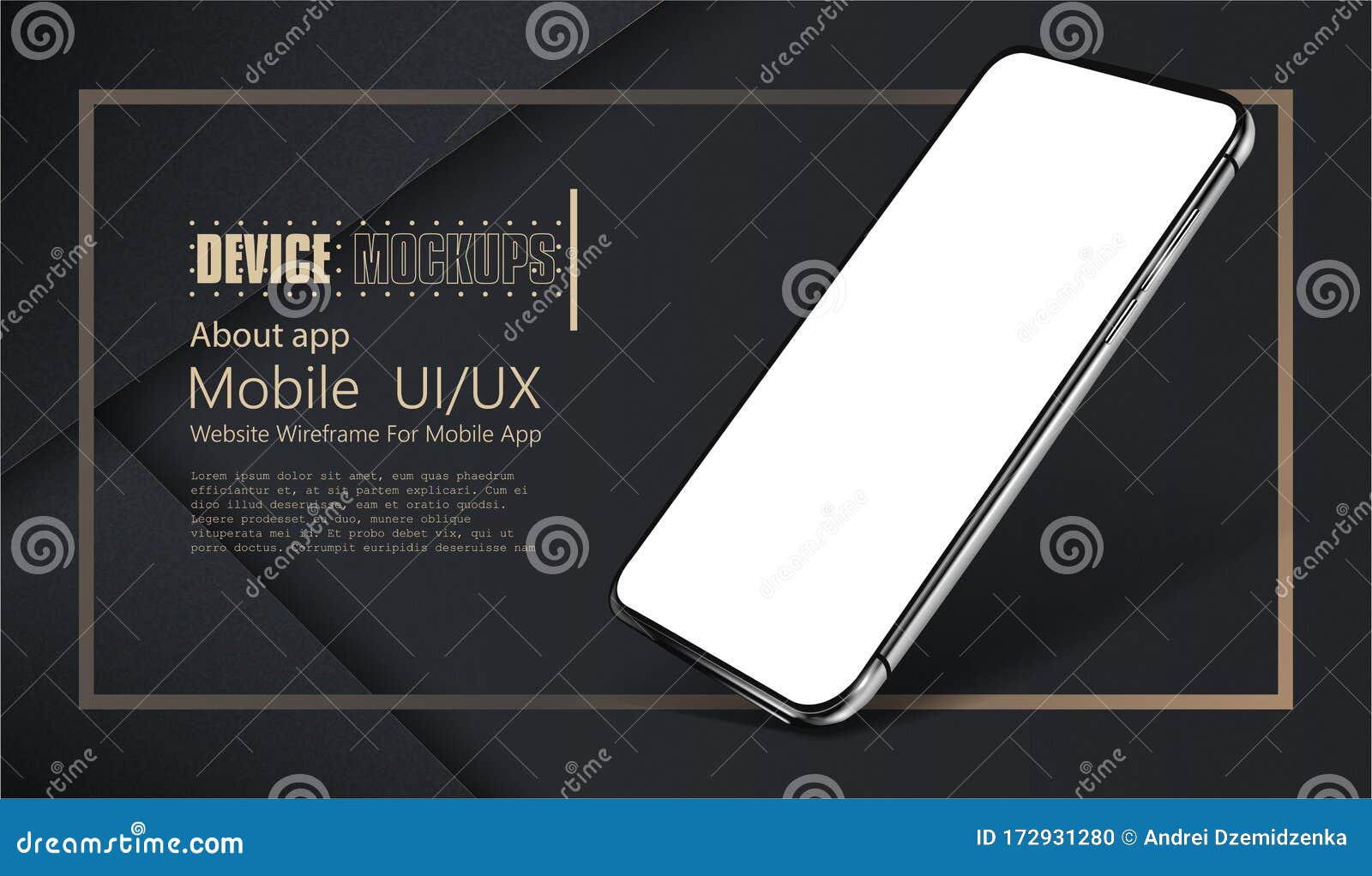 Smartphone Frame Less Blank Screen. Mockup Generic Device. Orange ...
