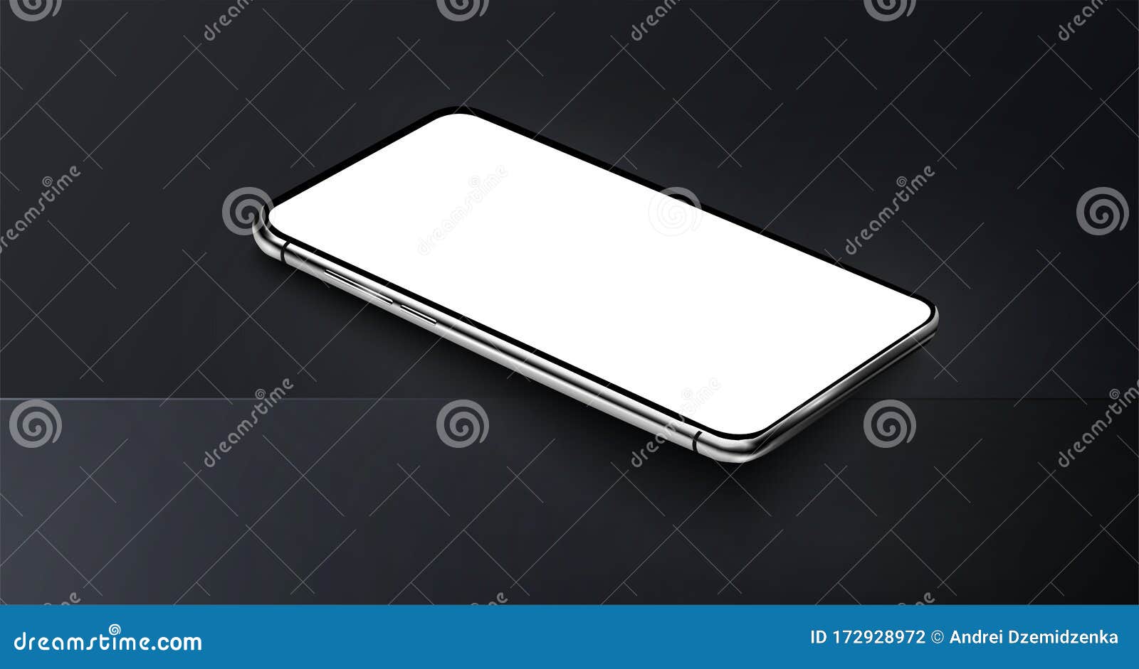 Smartphone Frame less Blank Screen. Smartphone Perspective View. 3d ...