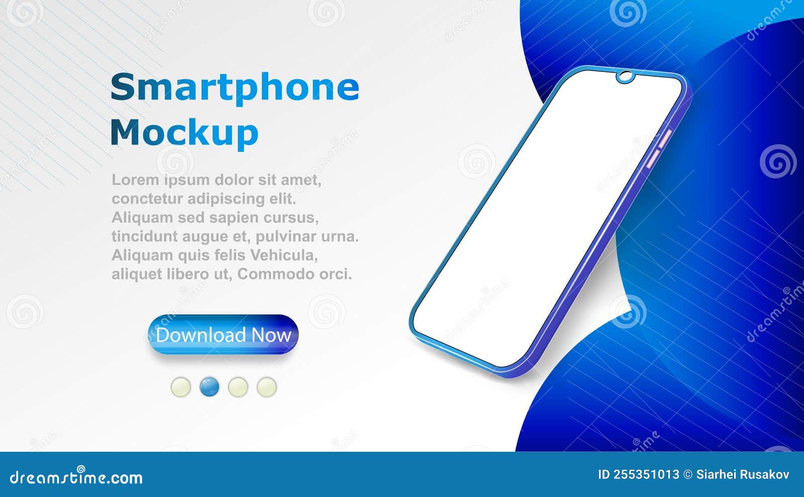Smartphone Frame with Blank Screen. Realistic Blue Smartphone Mockup in ...