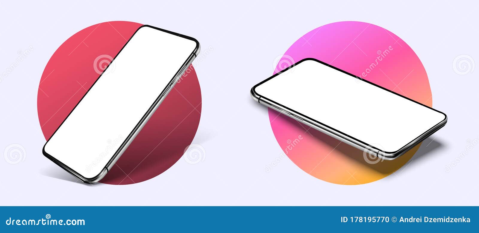 Smartphone Frame Less Blank Screen. Mockup Generic Device. Orange ...