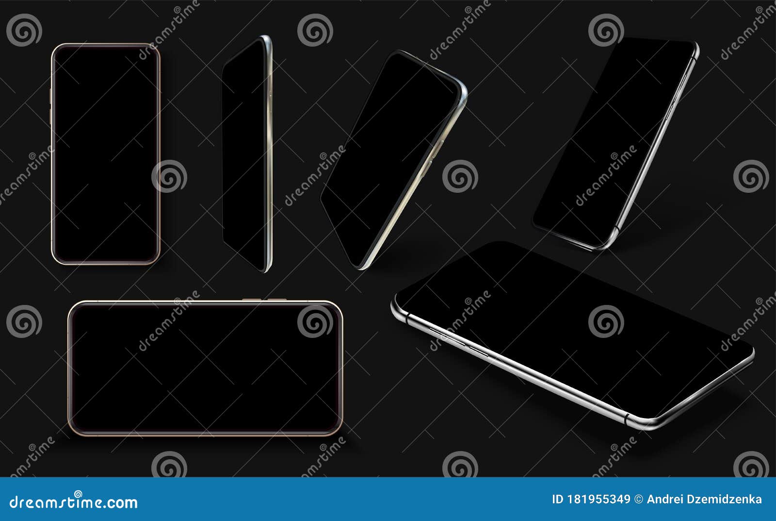 Smartphone Frame less Blank Screen, Rotated Position. Smartphone from ...