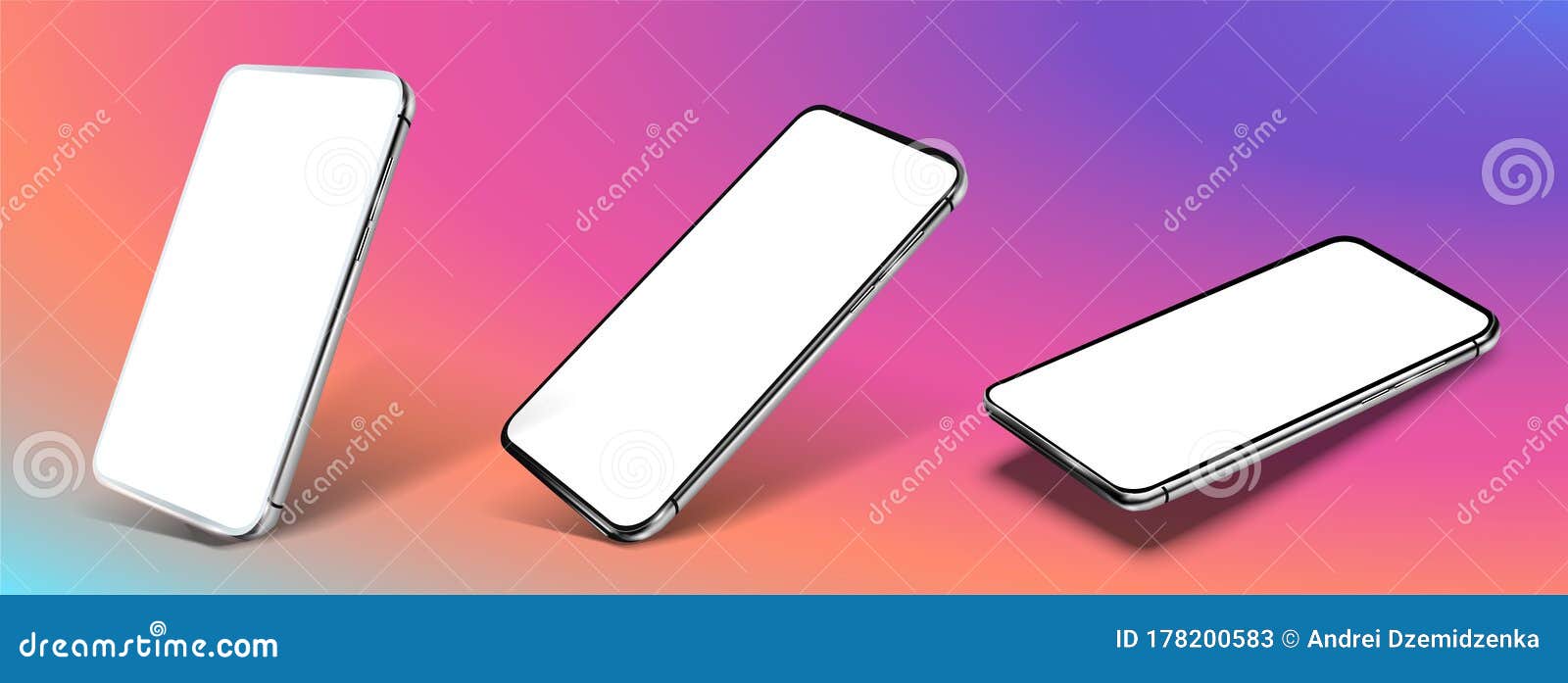 Smartphone Frame Less Blank Screen. Mockup Generic Device. Orange ...