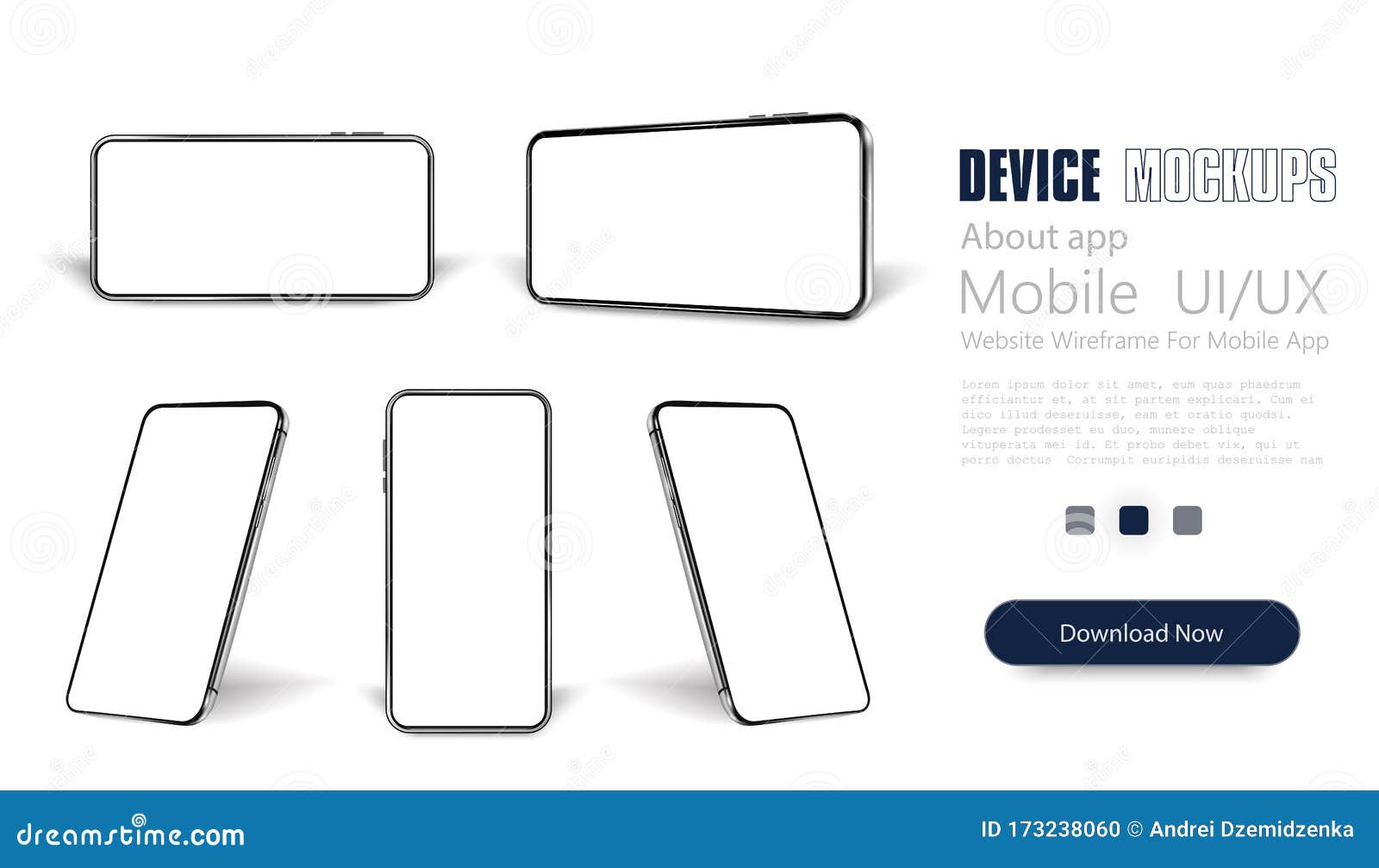 Smartphone Frame Less Blank Screen. Mockup Generic Device. Vector ...