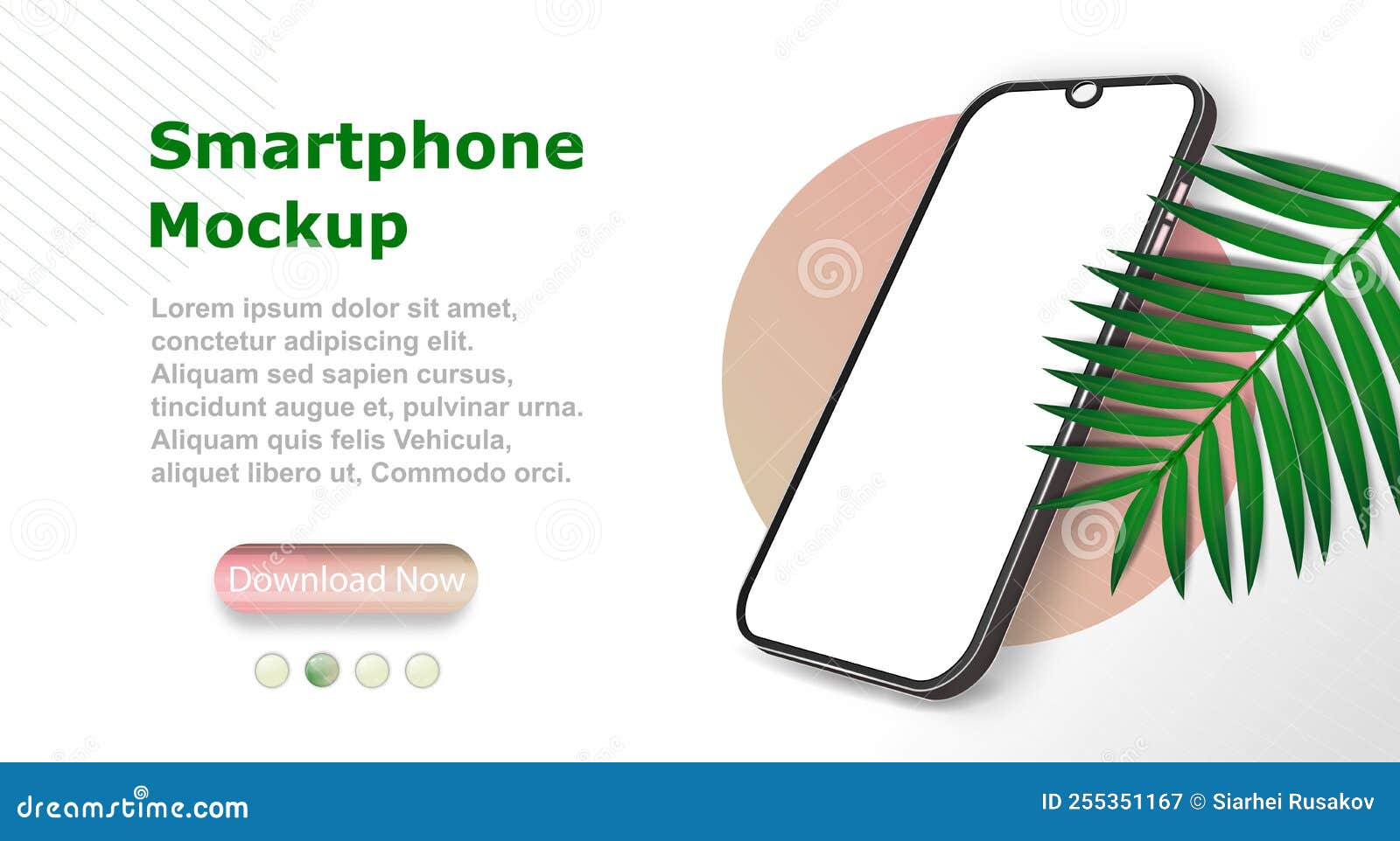 Smartphone Frame with Blank Screen in Tropical Setting with Palm Branch ...