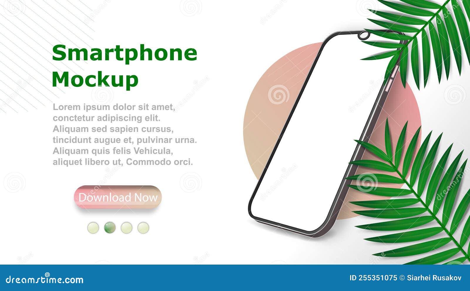 Smartphone Frame with Blank Screen in Tropical Setting with Palm Leaves ...